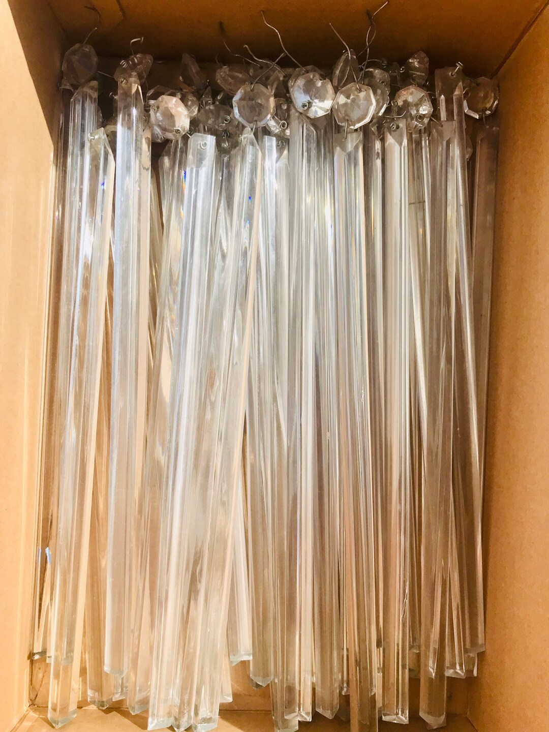 20 Antique Glass Prisms, Long Clear 10.5", Chandelier Crystals, Beads ...