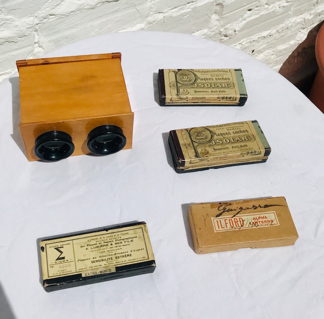 Antique 1900s French Stereoscope 55 Glass Slides 3D Granada Spain Plaza ...