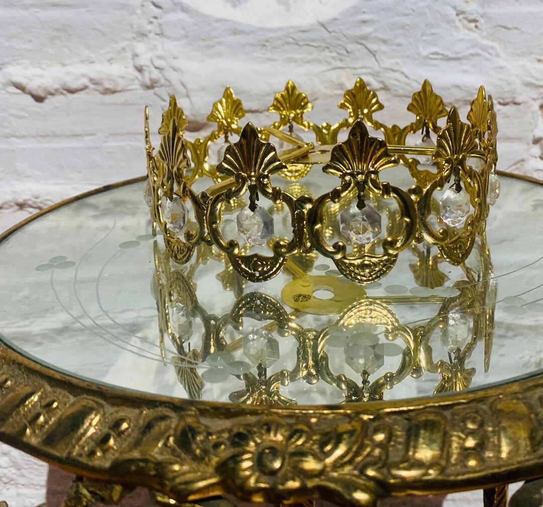 Antique Chandelier Crown W/ Holes to String Crystal Glass Prisms ...