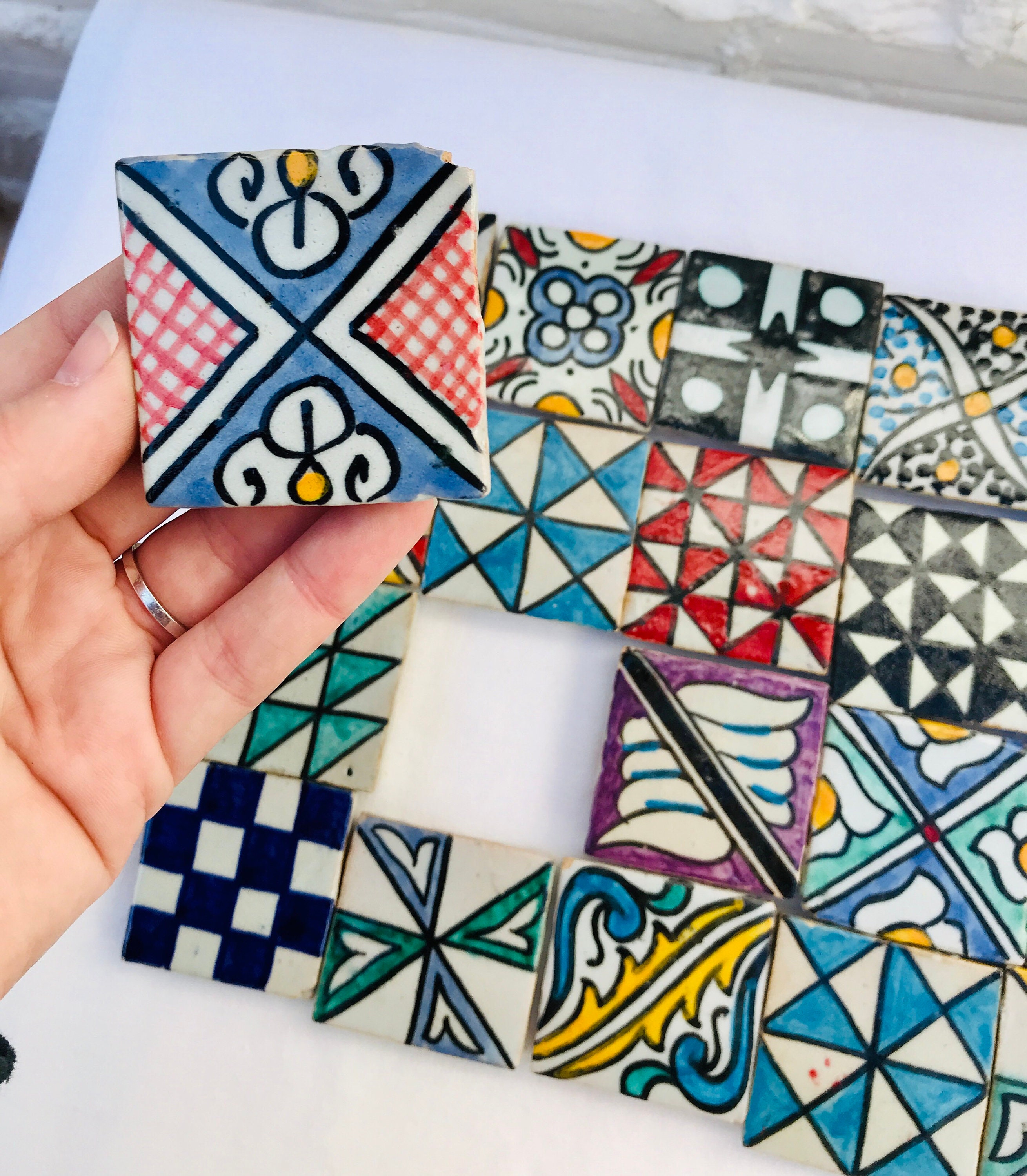 40 Antique Spanish TILES 2 Geometric Moroccan Alhambra, Malibu ...