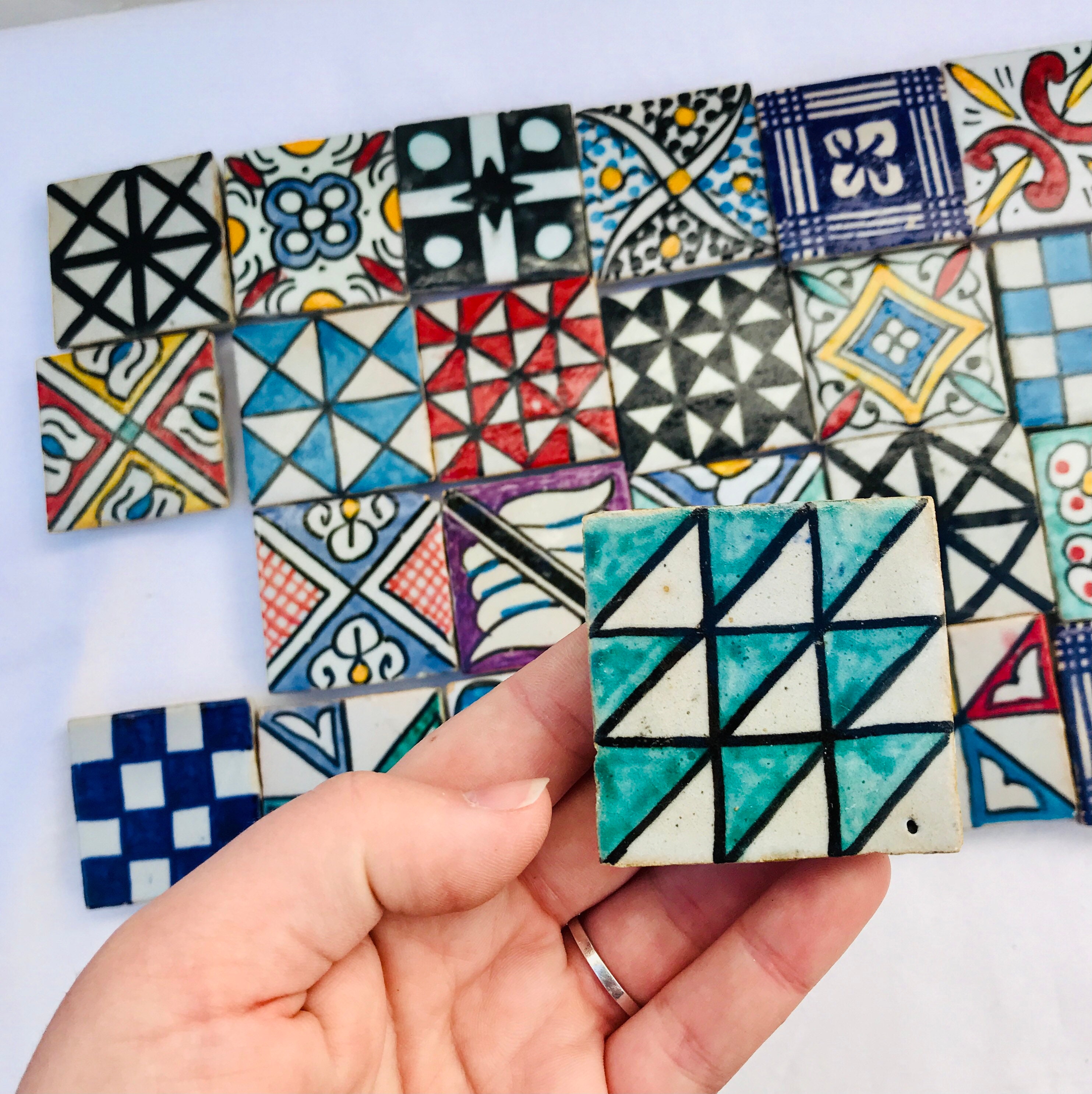 40 Antique Spanish TILES 2 Geometric Moroccan Alhambra, Malibu ...