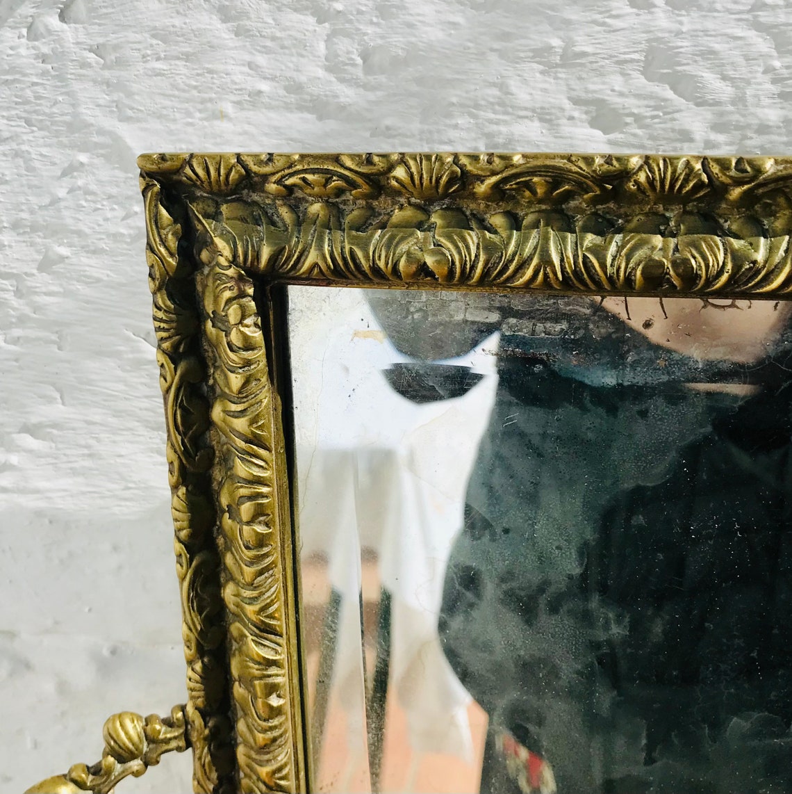 22 Antique Bronze Vanity Tray and Wall Mirror, Rectangular, Baroque ...