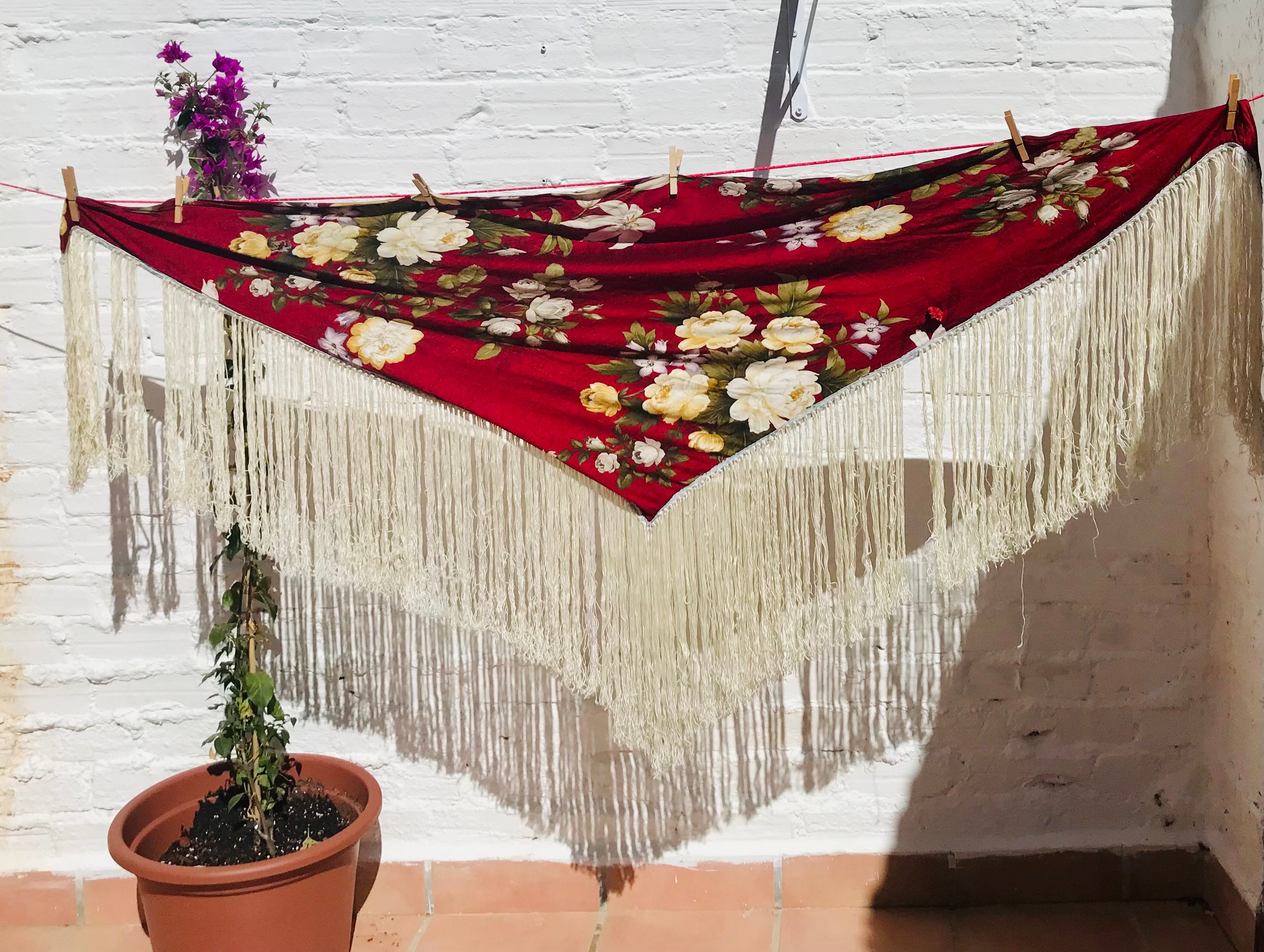 Antique Silk Red Floral Spanish Flamenco Shawl Piano Shawl - Etsy