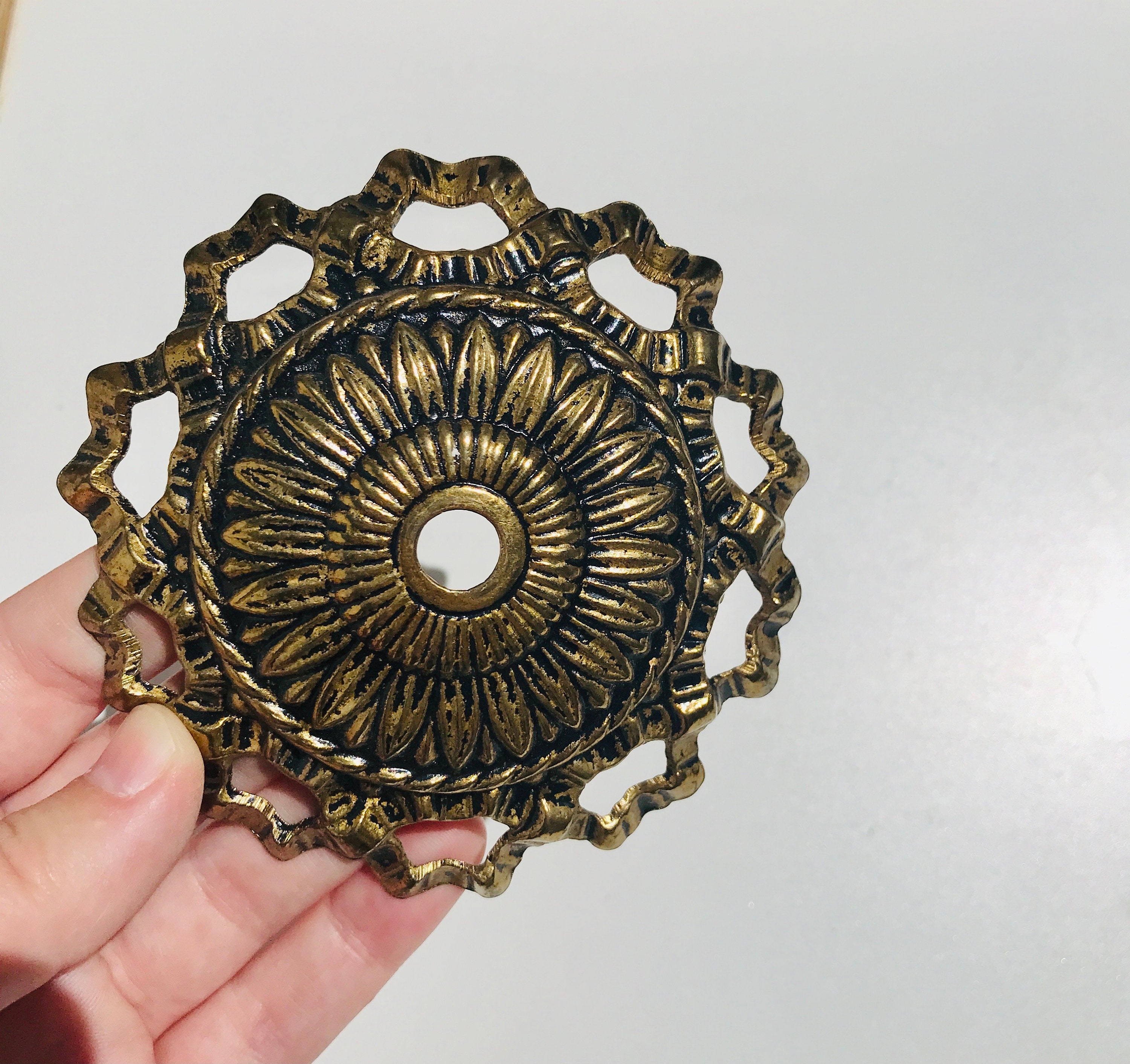 3.75 X 1 Antique Brass Bobeche Chandelier Dish Lighting Parts Canopy - Etsy