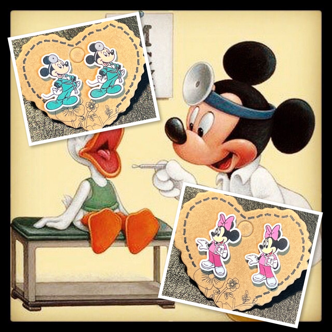 Doctor Mickey Mouse and Doctor Minnie Mouse Inspired Stud Earrings - Etsy