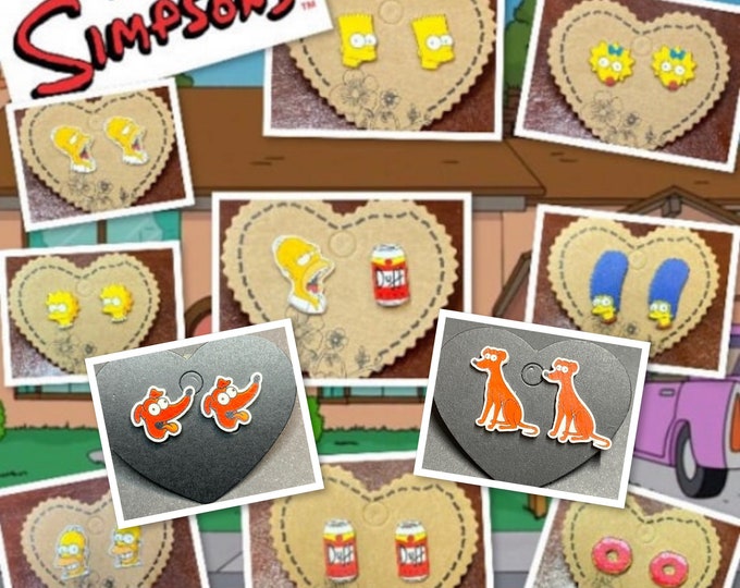 Choose a Pair - the Simpsons Inspired Stud Earrings - Duff Beer, Homer ...