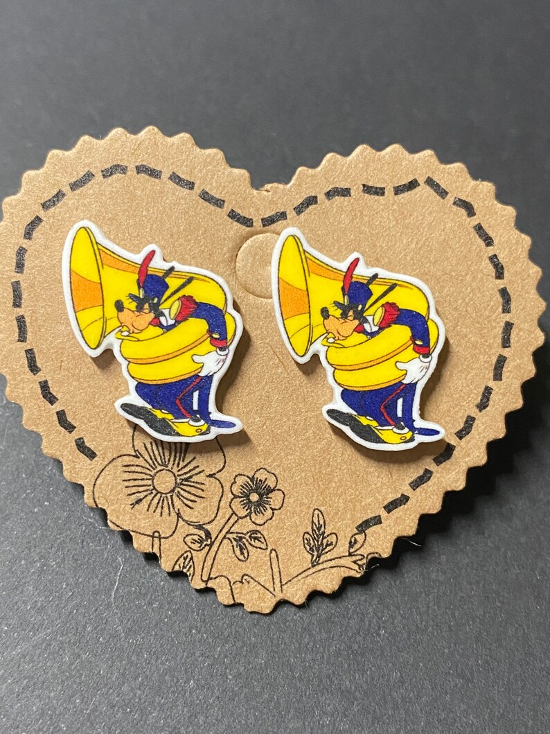 Band Mickey Mouse and Band Goofy and Treble Clef Earrings - Etsy