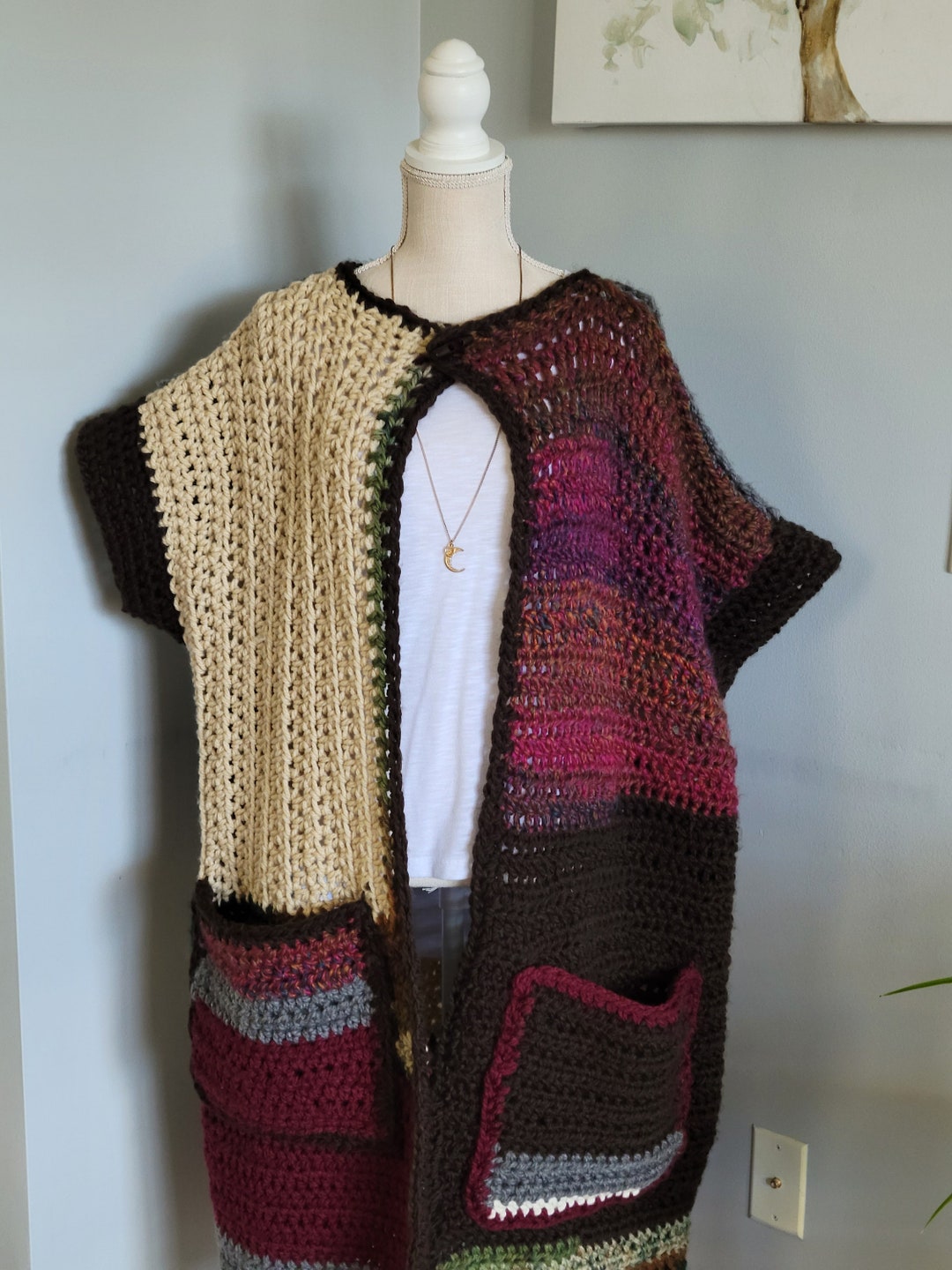 Handmade Long Crochet Duster With Pockets - Etsy