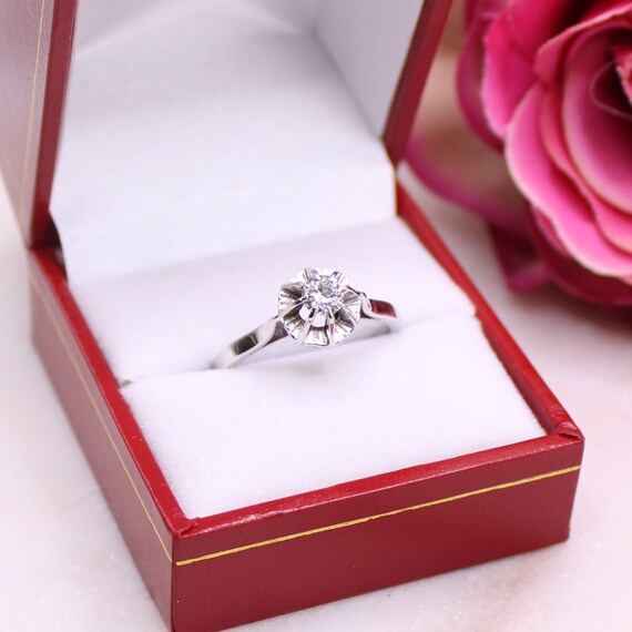 Solitaire old white gold diamond sun chaton - Gem