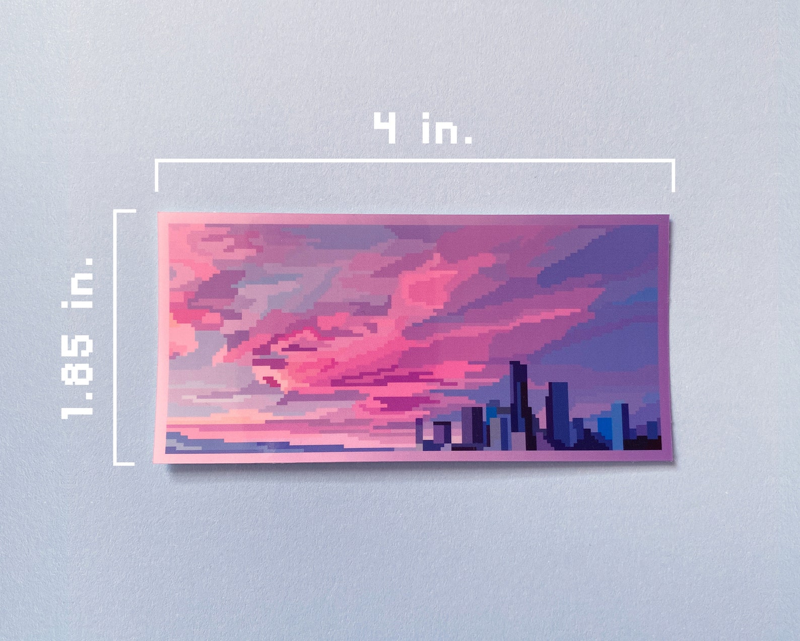 Cityscape Clouds Pixel Art Pink Sunset Sticker Glossy Die Cut - Etsy
