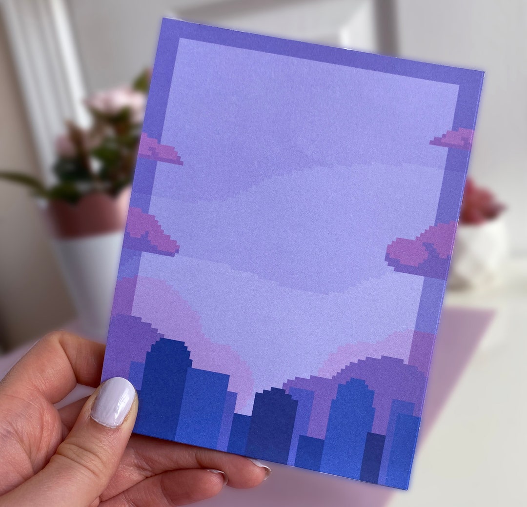 Pixel Art City Sky Cute Memo Note Pad Stationery - Etsy