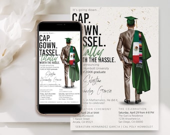 Mens Graduation Invitation, Latinx Graduation Card, Mens Graduation ...