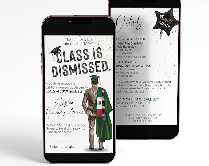 Mens Graduation Invitation, Latinx Graduation Card, Mens Graduation ...