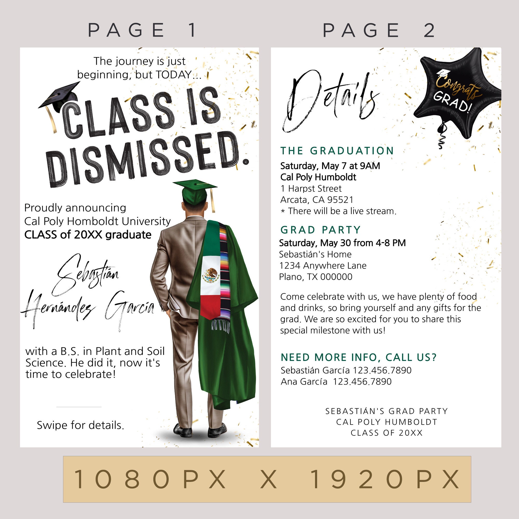 Mens Graduation Invitation Latinx Graduation Card Mens - Etsy