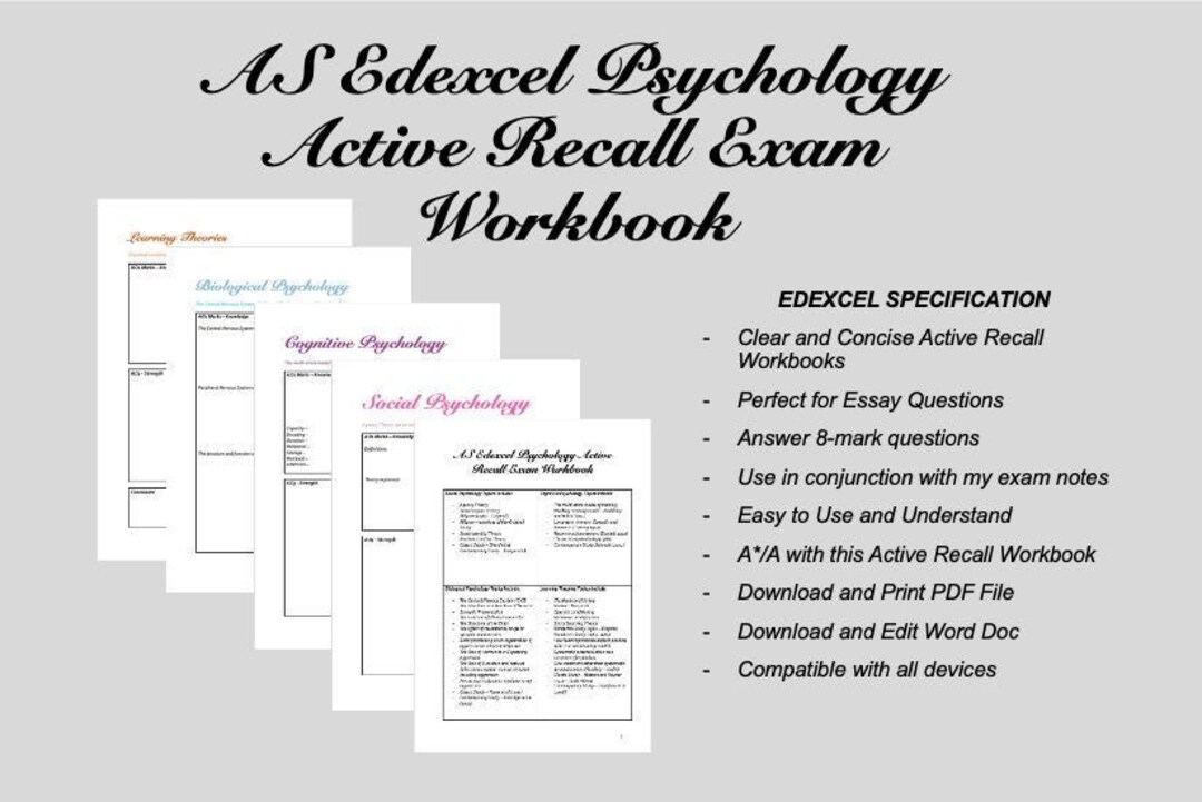 AS Level Psychology Active Recall Workbook - Etsy