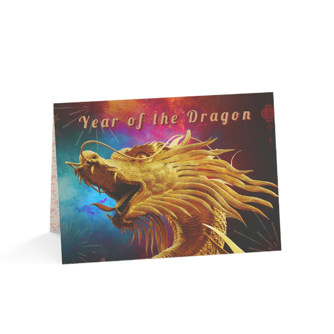 Year of the Dragon Greeting Cards 1, 10, 30, and 50 Packs, Chinese New ...