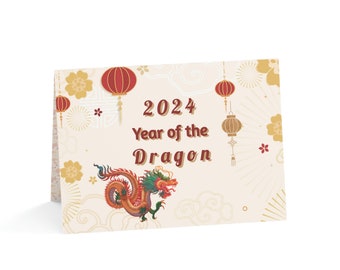 Year of the Dragon Greeting Cards 1, 10, 30, and 50 Packs, Chinese New ...