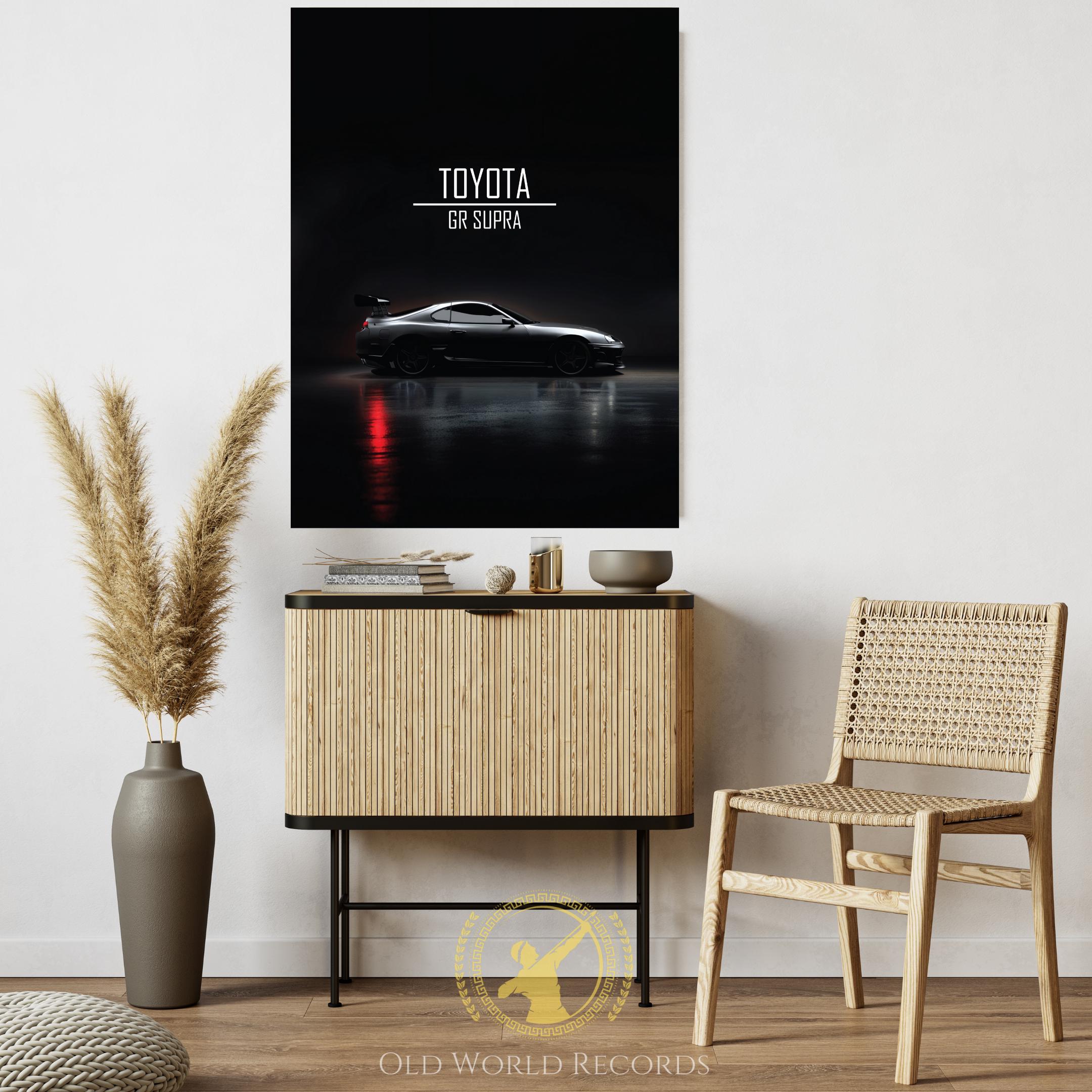 Toyota GR Supra Canvas Wrapped Poster, Iconic Car Dark Themed Poster ...