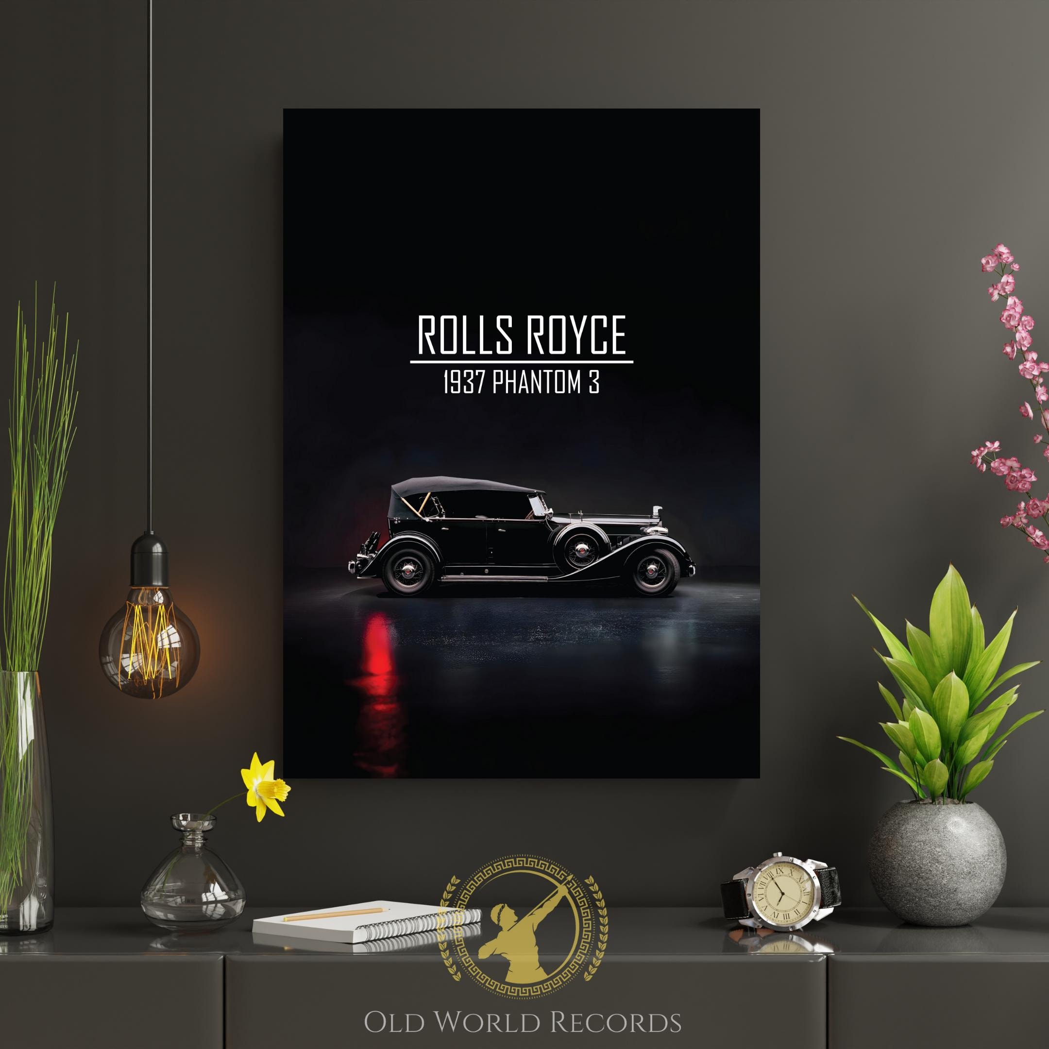 30x40 Rolls-royce Phantom III Canvas Wrapped Poster, Vintage Car Dark ...