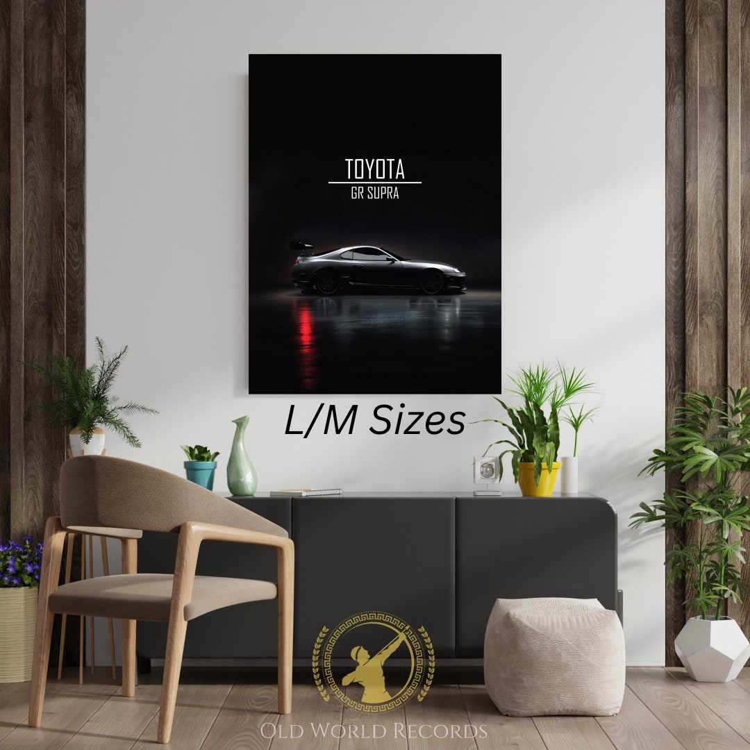 Toyota GR Supra Canvas Wrapped Poster, Iconic Car Dark Themed Poster ...