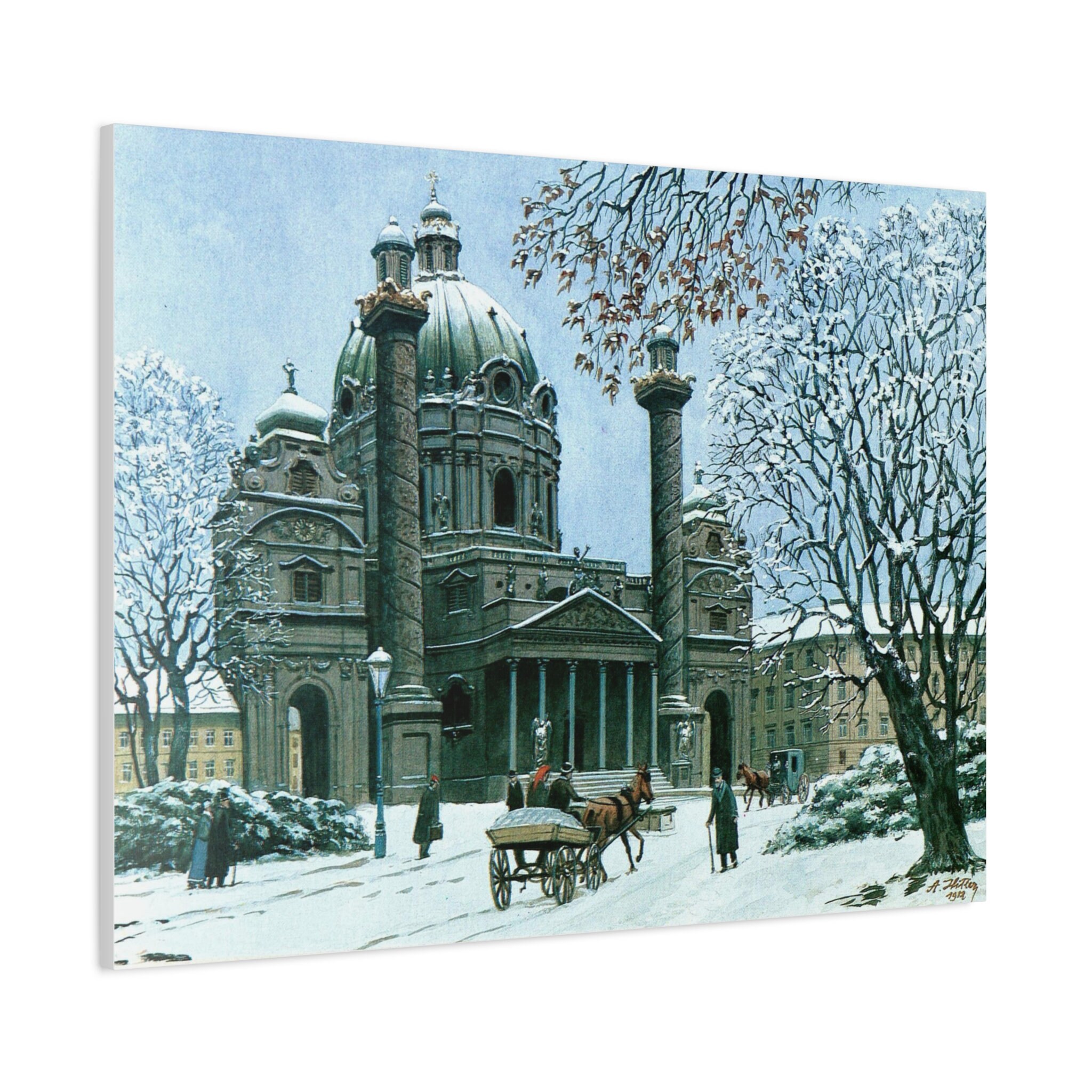 Die Karlskirche Im Winter, Adolf Hitler, St. Charles's Church, 20th Century Art, Canvas Art ...