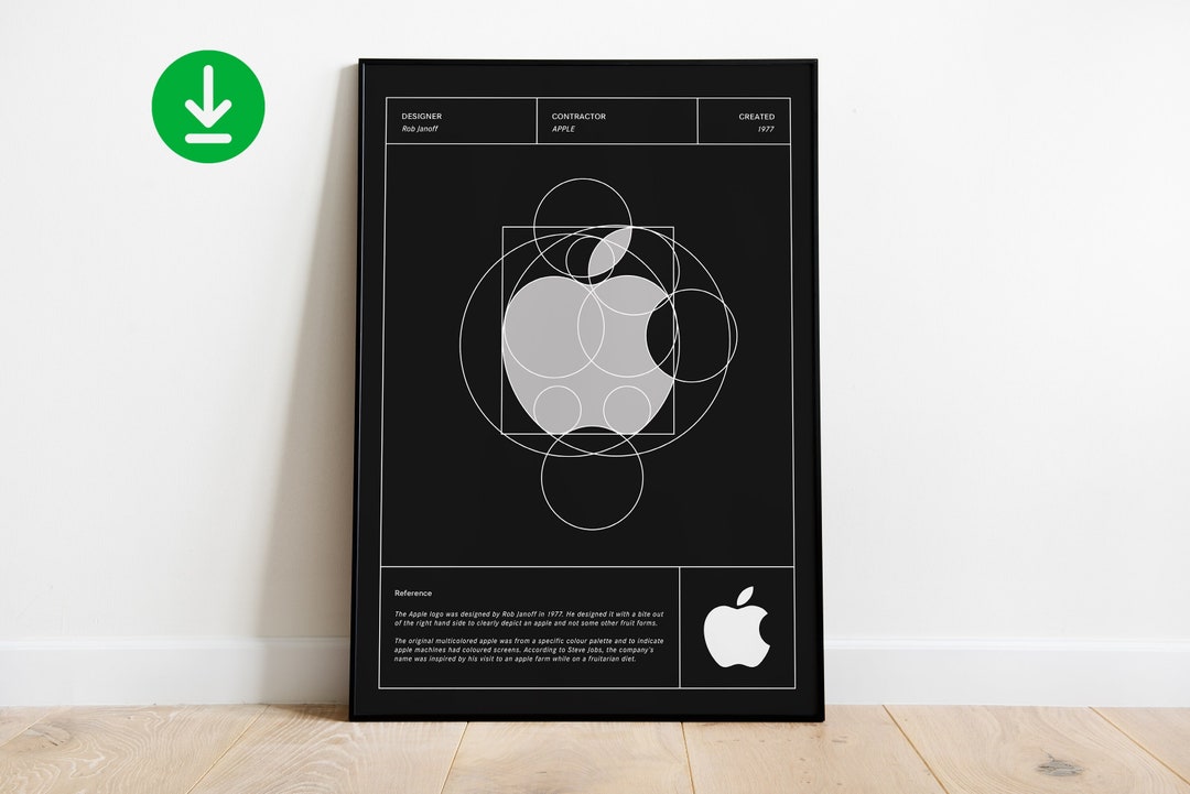 Apple Logo Poster 1977 / Black / White / Minimalist Poster / - Etsy