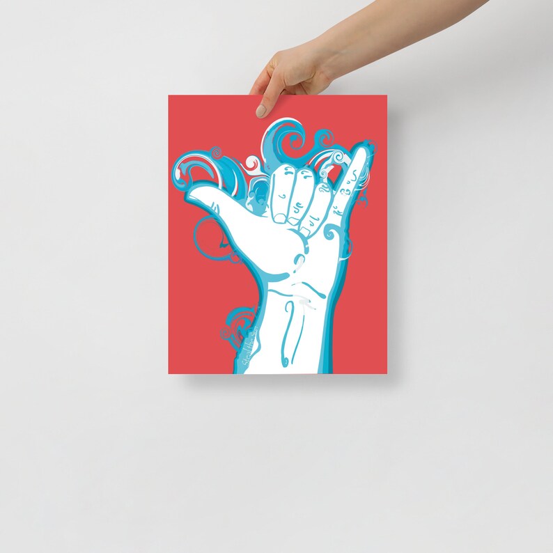 Hang-ten Wave Rider Art Unframed Poster Christmas Gift Wall Art - Etsy