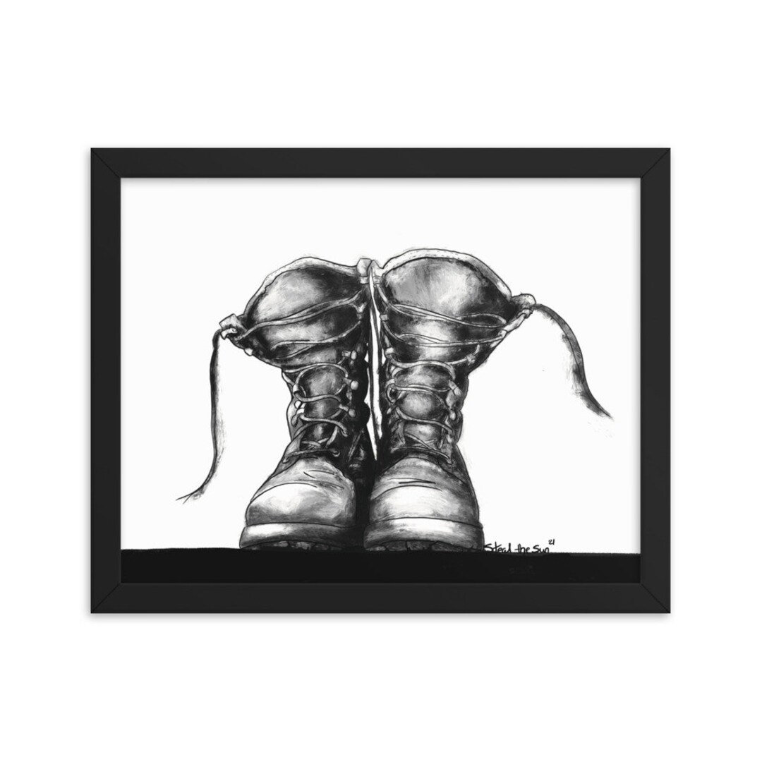 Framed Black Utility Work Boots - Etsy