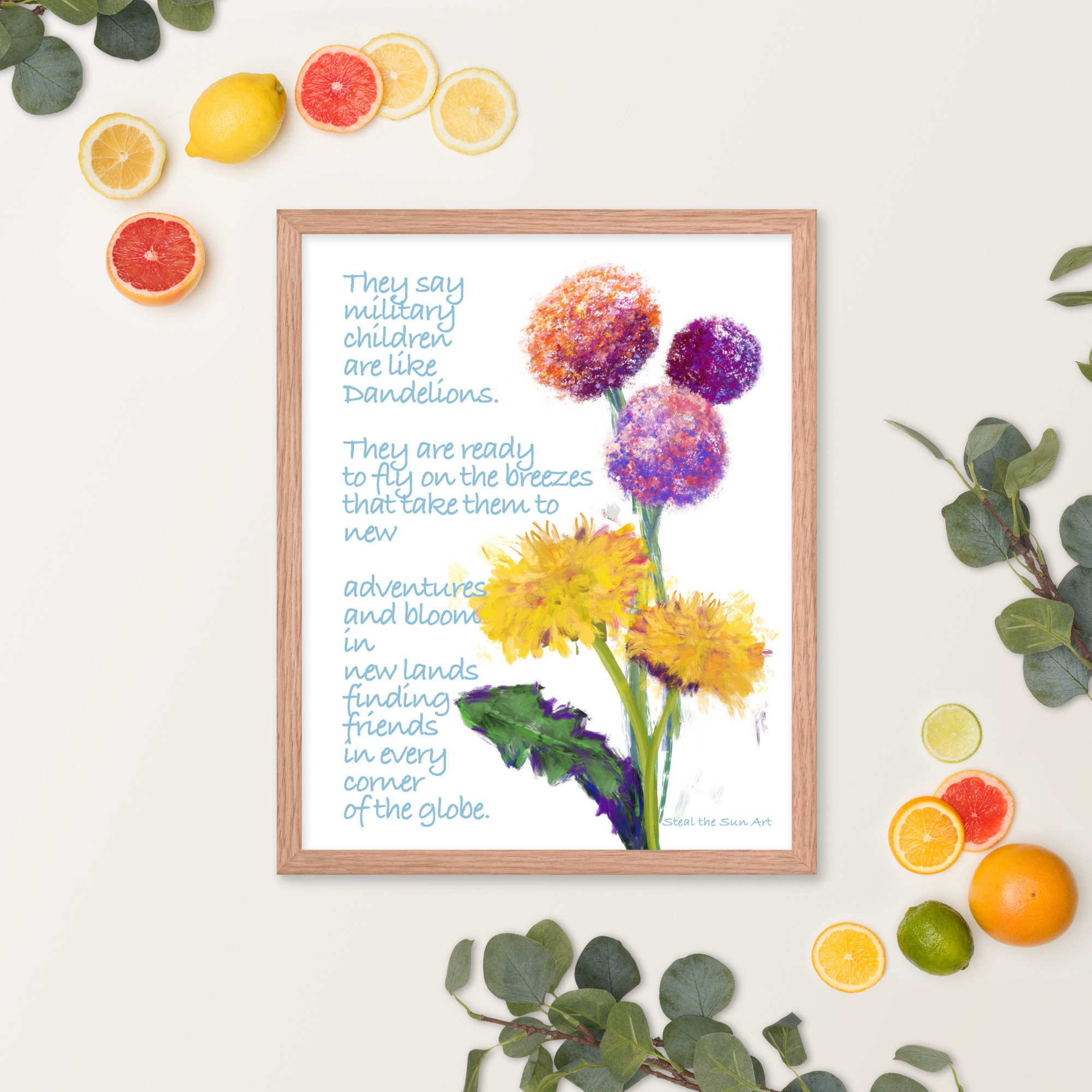 Framed Military Child Poster With Dandelions and Poem Gift Art - Etsy