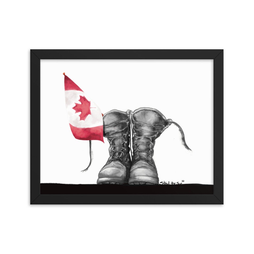 Framed Canadian Military Black Boots With Flag - Etsy