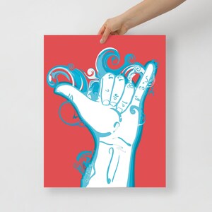 Hang-ten Wave Rider Art Unframed Poster Christmas Gift Wall Art - Etsy