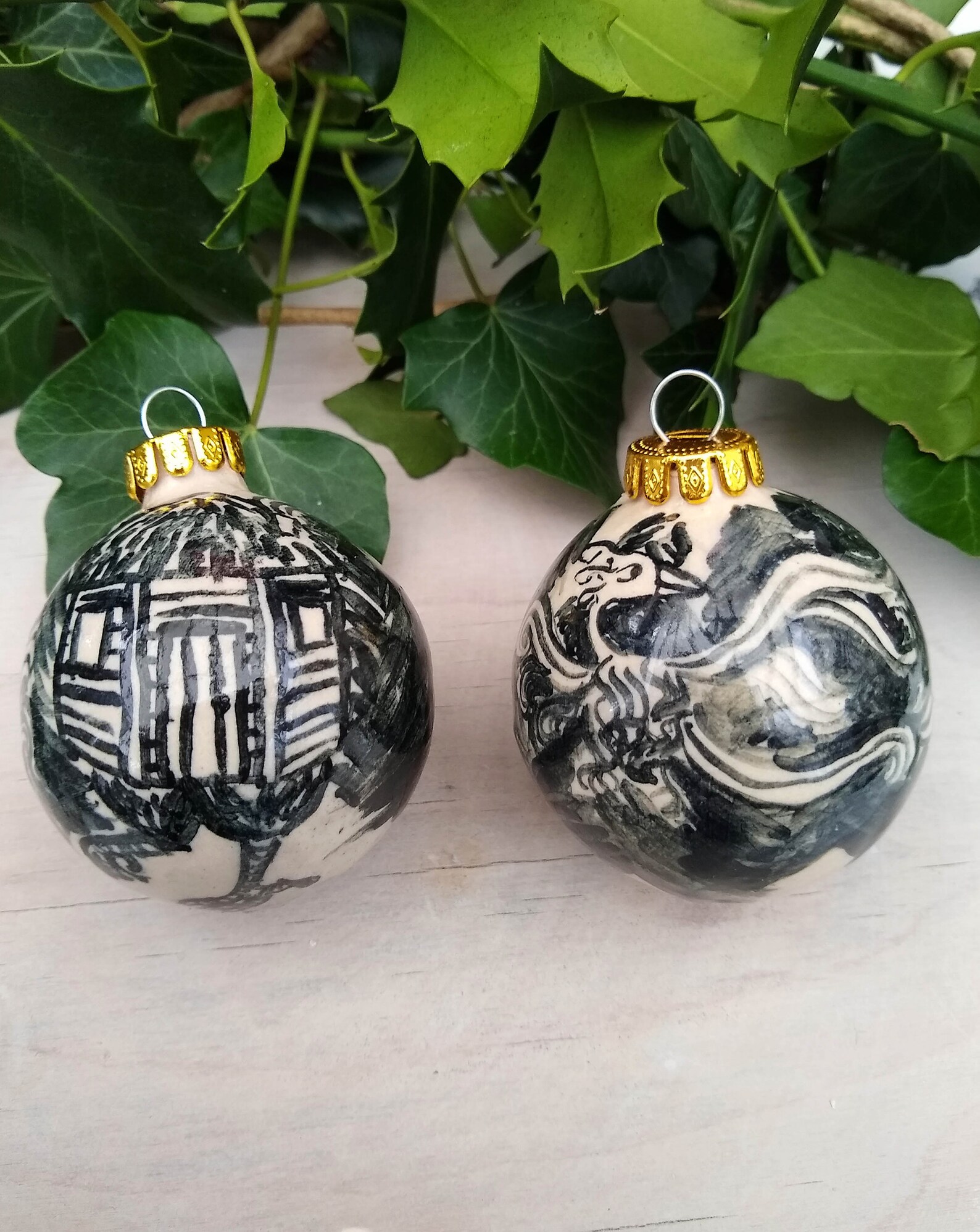 Firebird and Prince Ivan Slavic Folklore Bauble Slip Cast Ceramic Hand ...