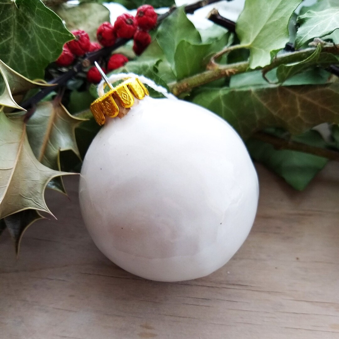 Snow White Christmas Bauble | Slip Cast Ceramic | Handcrafted | Glaze ...