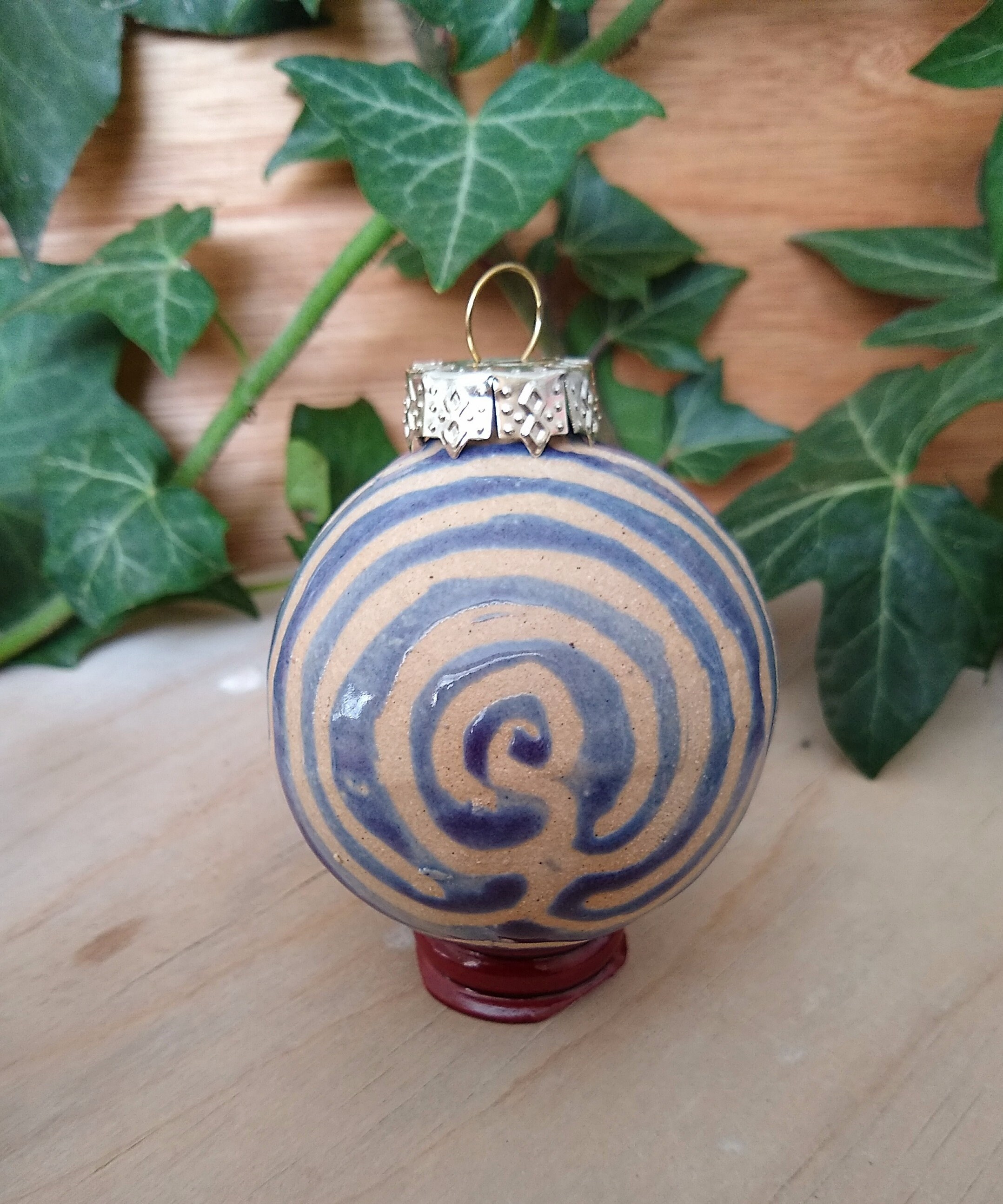 Cloud Blue Celtic Pattern Christmas Bauble Slip Cast Ceramic Hand ...
