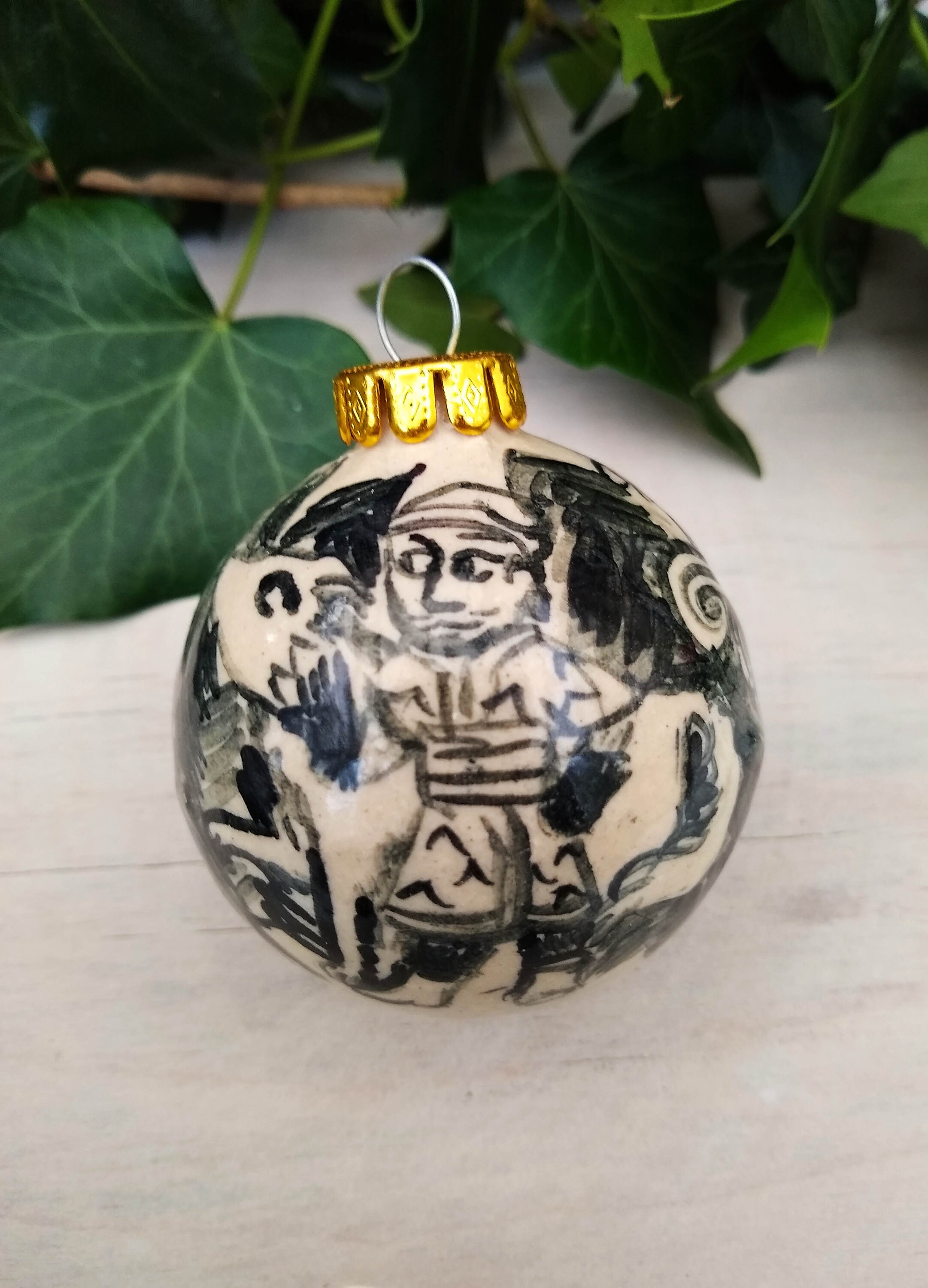 Firebird and Prince Ivan Slavic Folklore Bauble Slip Cast Ceramic Hand ...