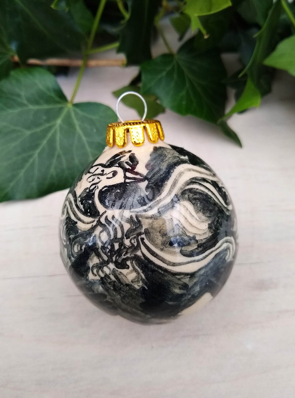 Firebird and Prince Ivan Slavic Folklore Bauble Slip Cast Ceramic Hand ...