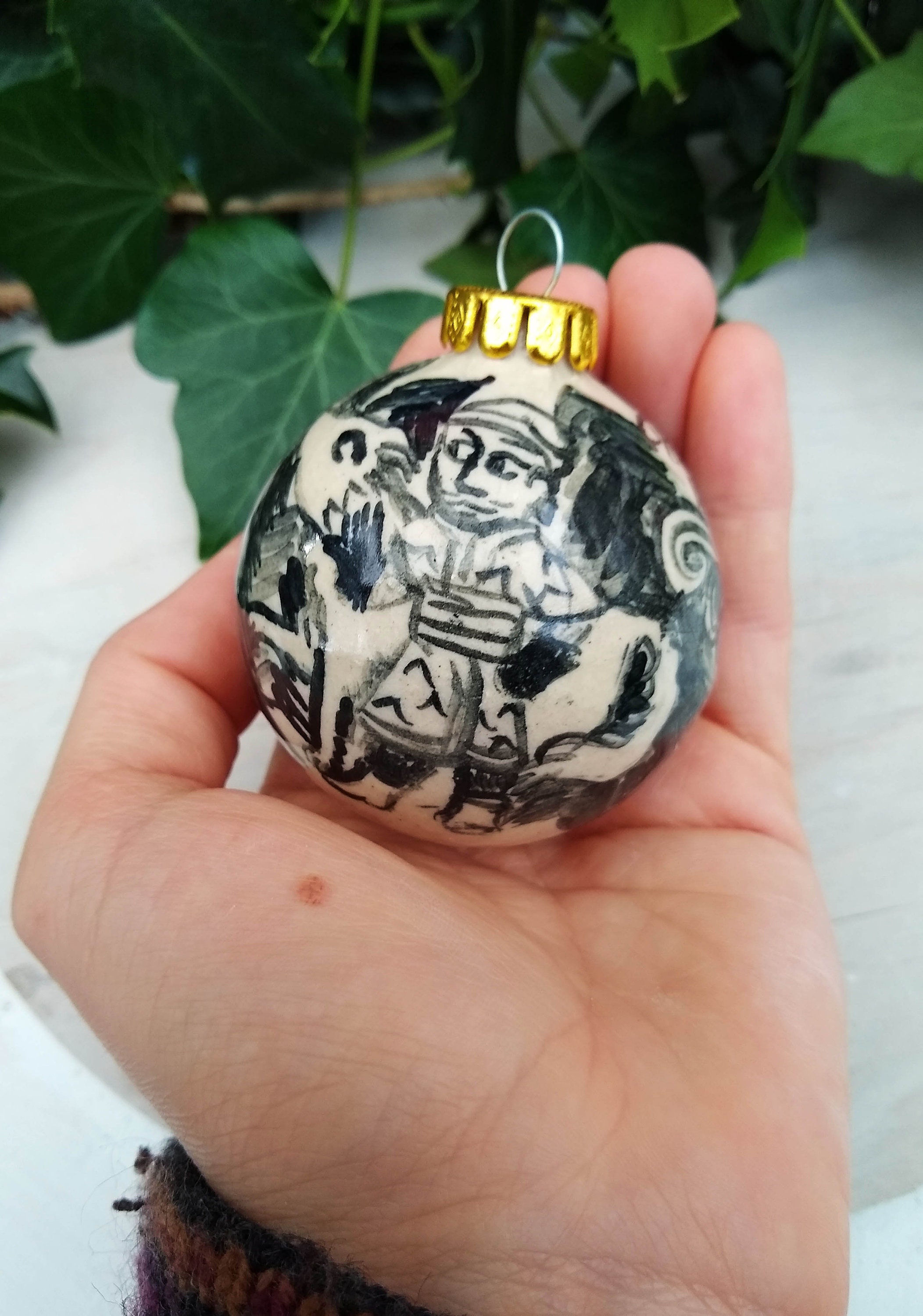 Firebird and Prince Ivan Slavic Folklore Bauble Slip Cast Ceramic Hand ...