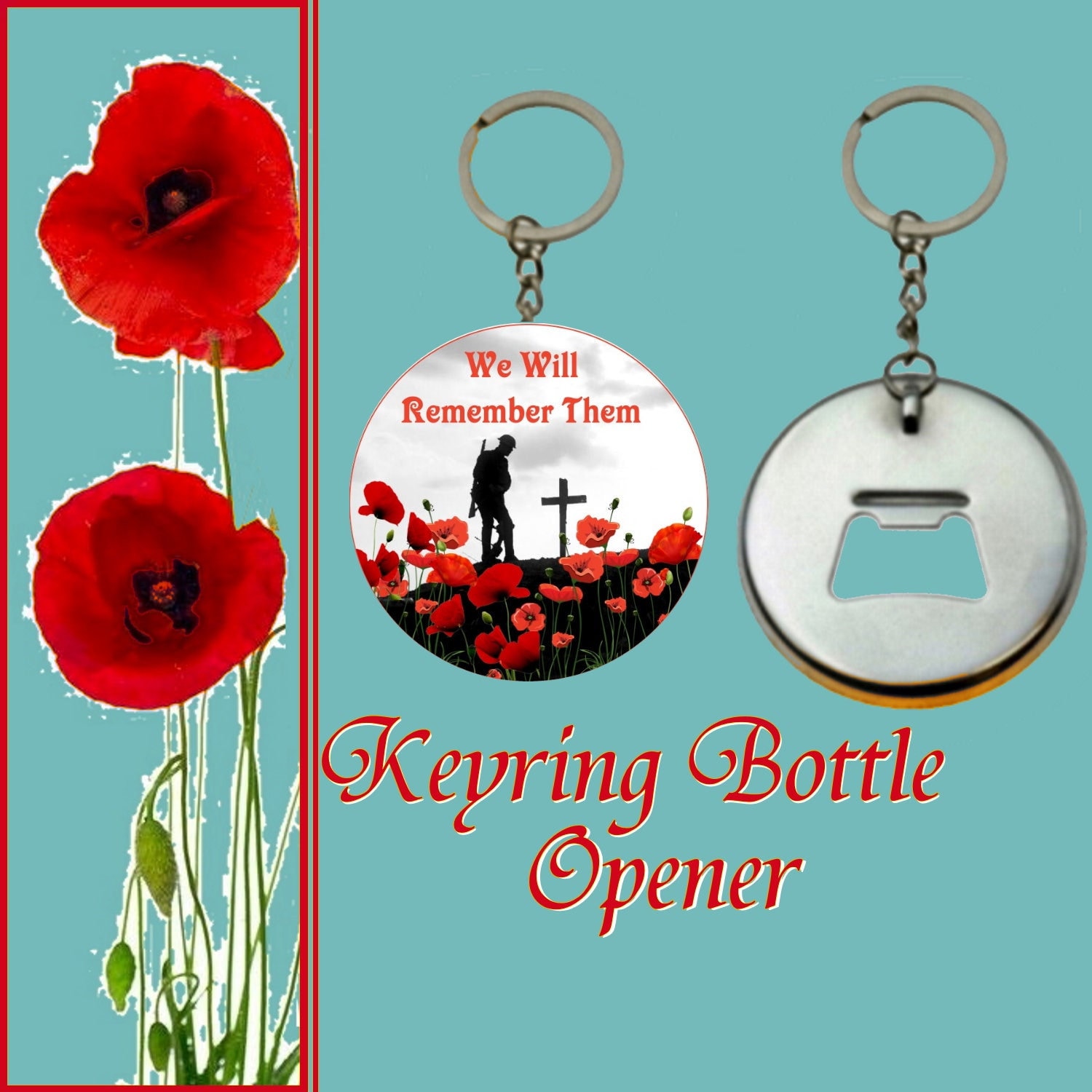 Poppy Pin Remembrance Day Red Poppy WE WILL REMEMBER Lest We Forget ...