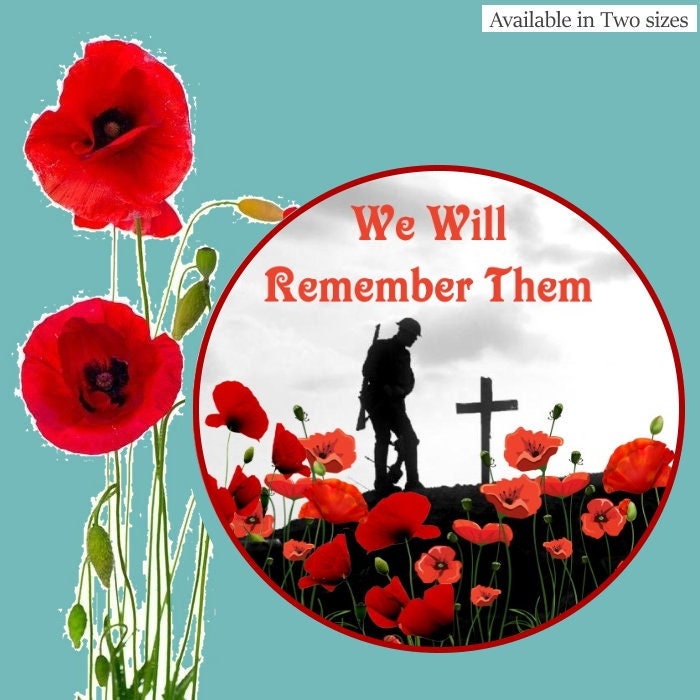 Poppy Pin Remembrance Day Red Poppy WE WILL REMEMBER Lest We Forget ...