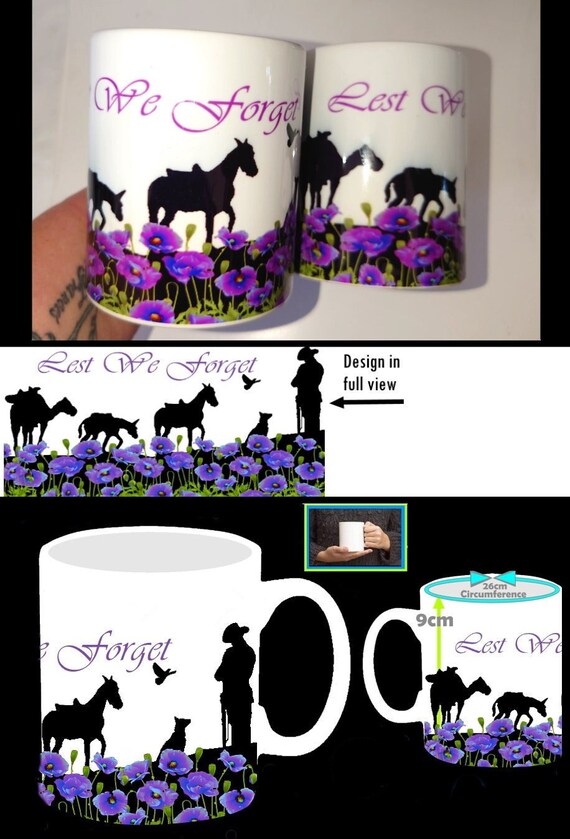 Armistice Remembrance Day Animals of War Purple Poppy Gift Mug - Etsy