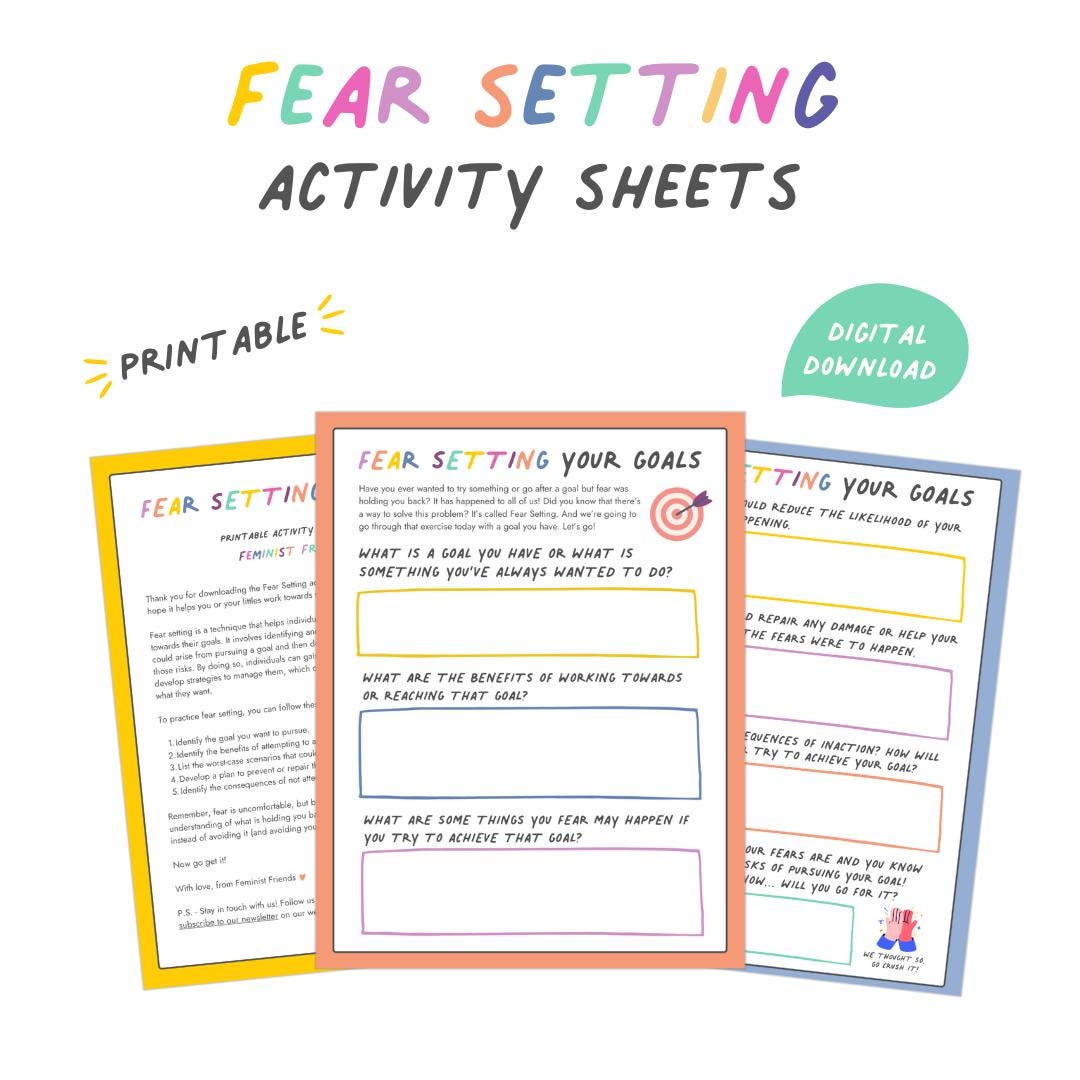 Fear Setting Worksheets / Activity Sheets for Kids (and Adults) - Etsy