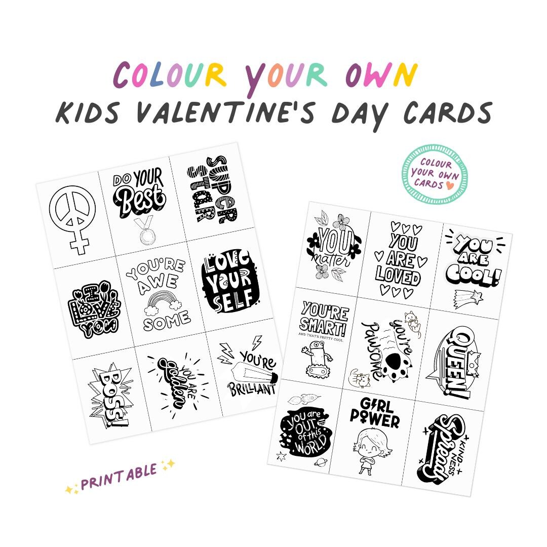 Colour-your-own Empowering Messages Valentine's Day Cards - Etsy