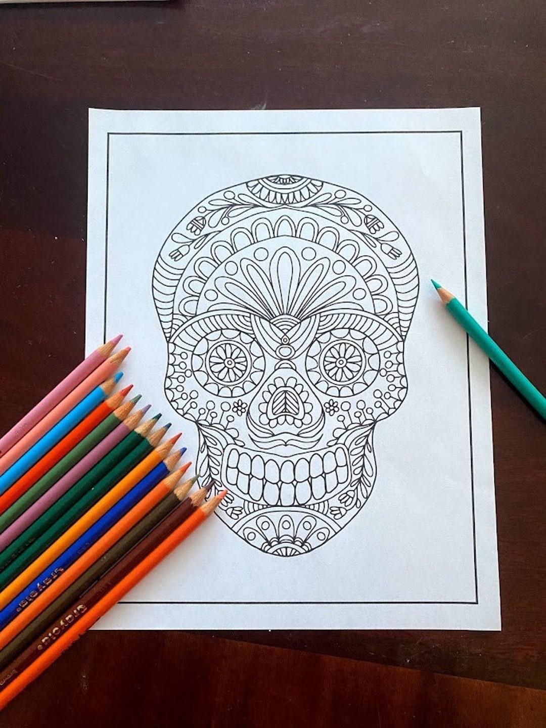 Sugar Skulls Coloring Pages - Etsy