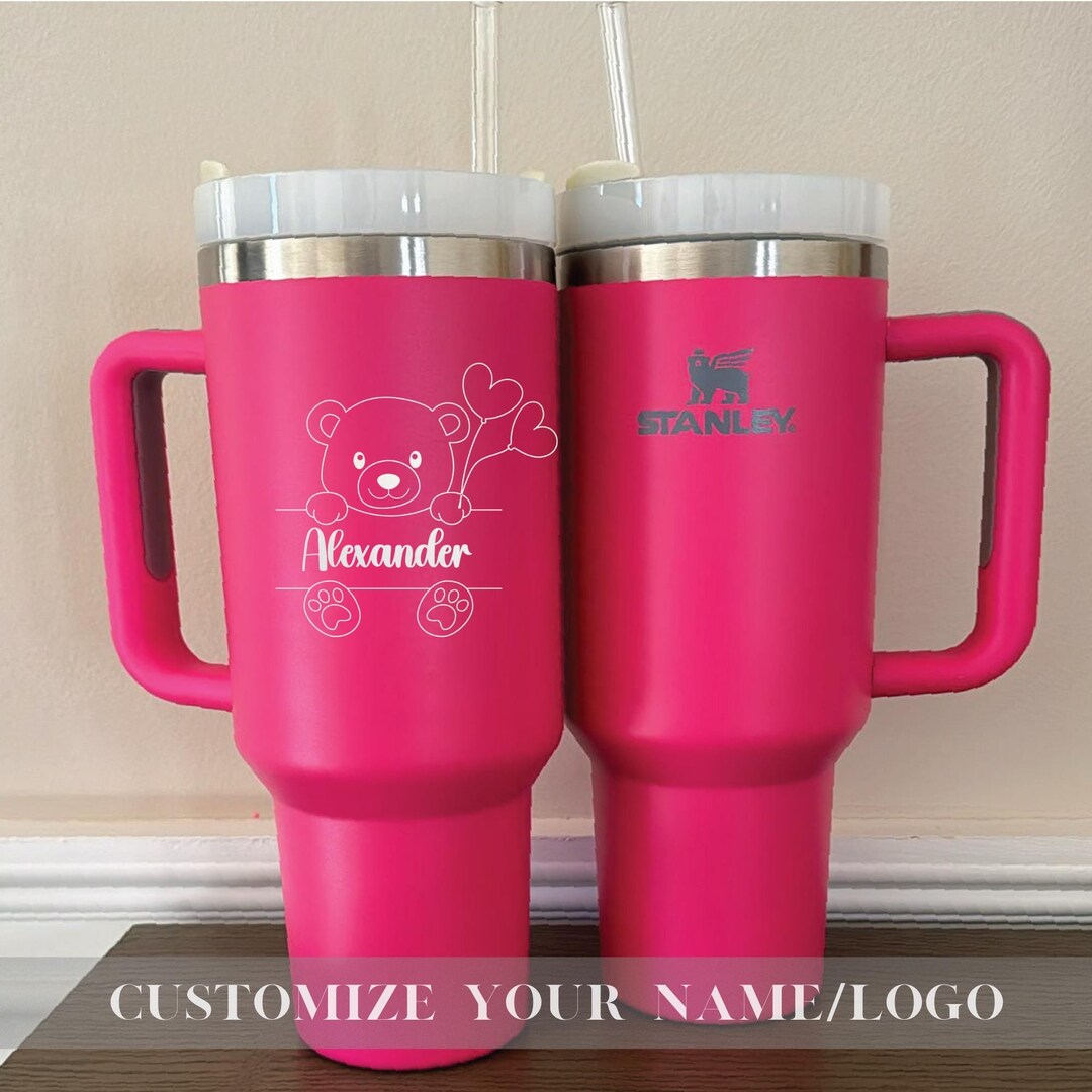 Personalized Stanley 40oz Cup With Teddy Bear & Name – Custom Stanley ...