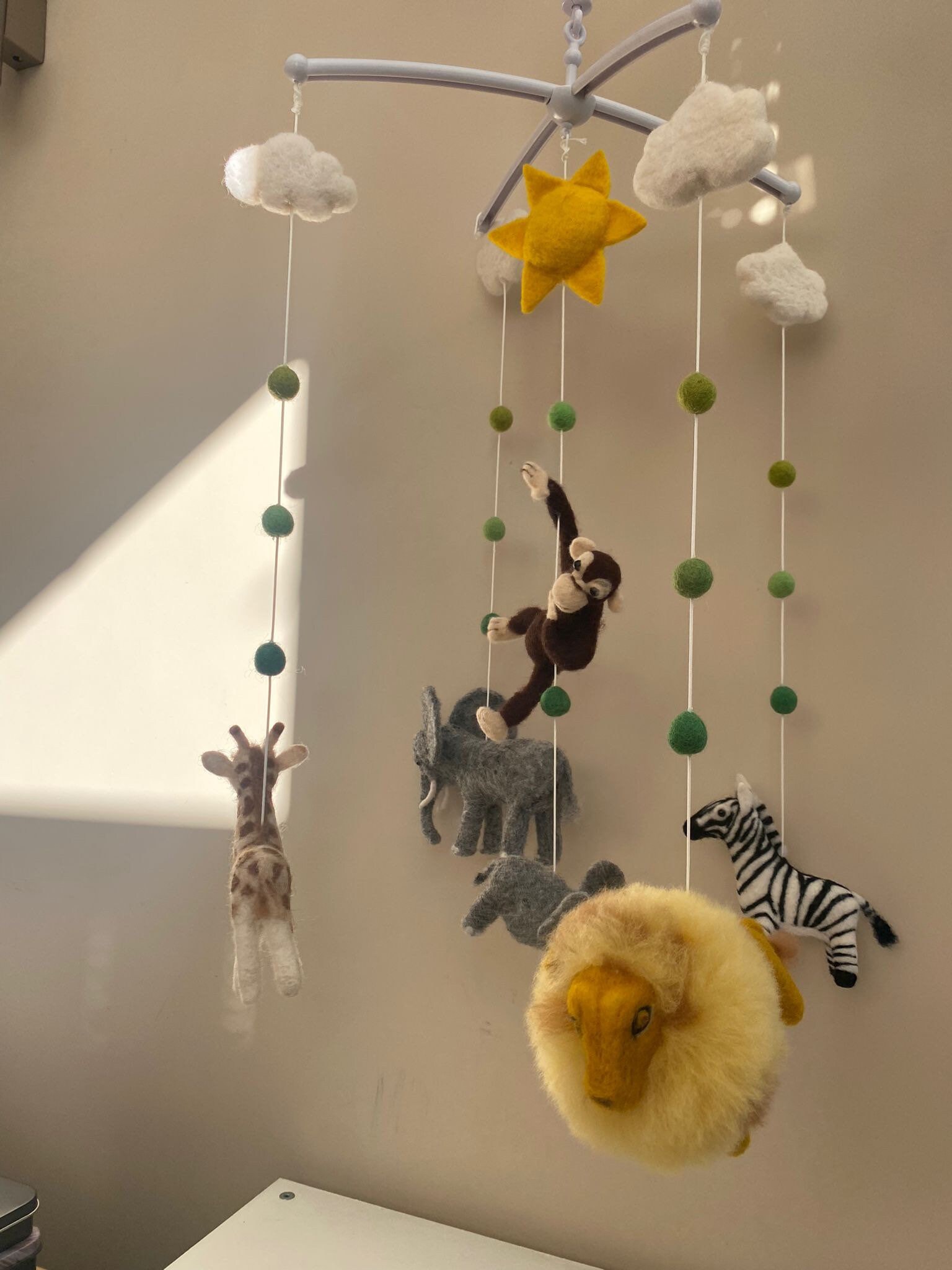 Safari / Jungle Animal Felted Cot Mobile . Baby Cot Mobile - Etsy UK