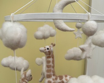 Safari / Jungle Animal Felted Cot Mobile . Baby Cot Mobile - Etsy UK