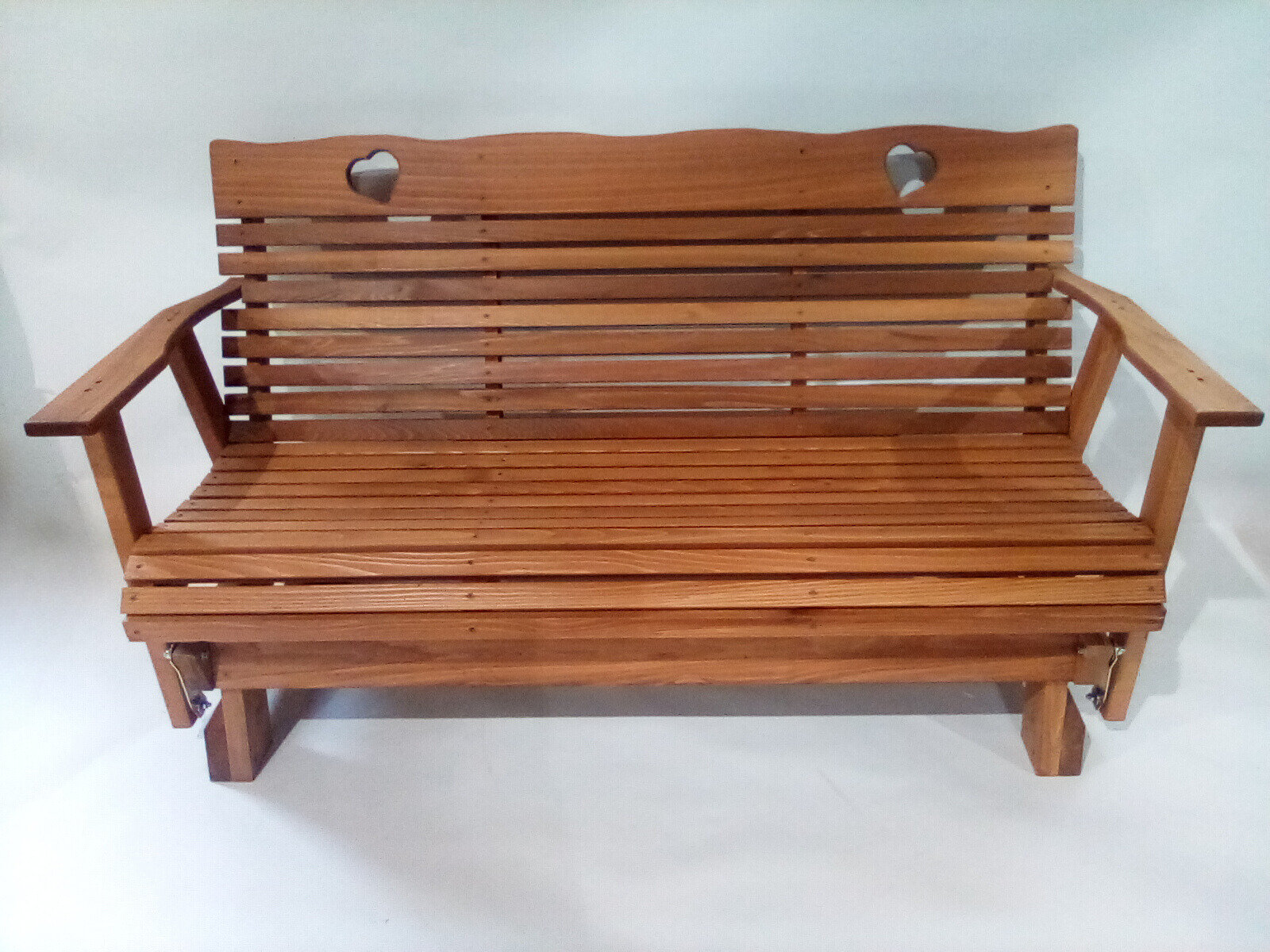 5 Ft. Cedar Heart-back Glider With Cup Holders, Amish-made - Etsy