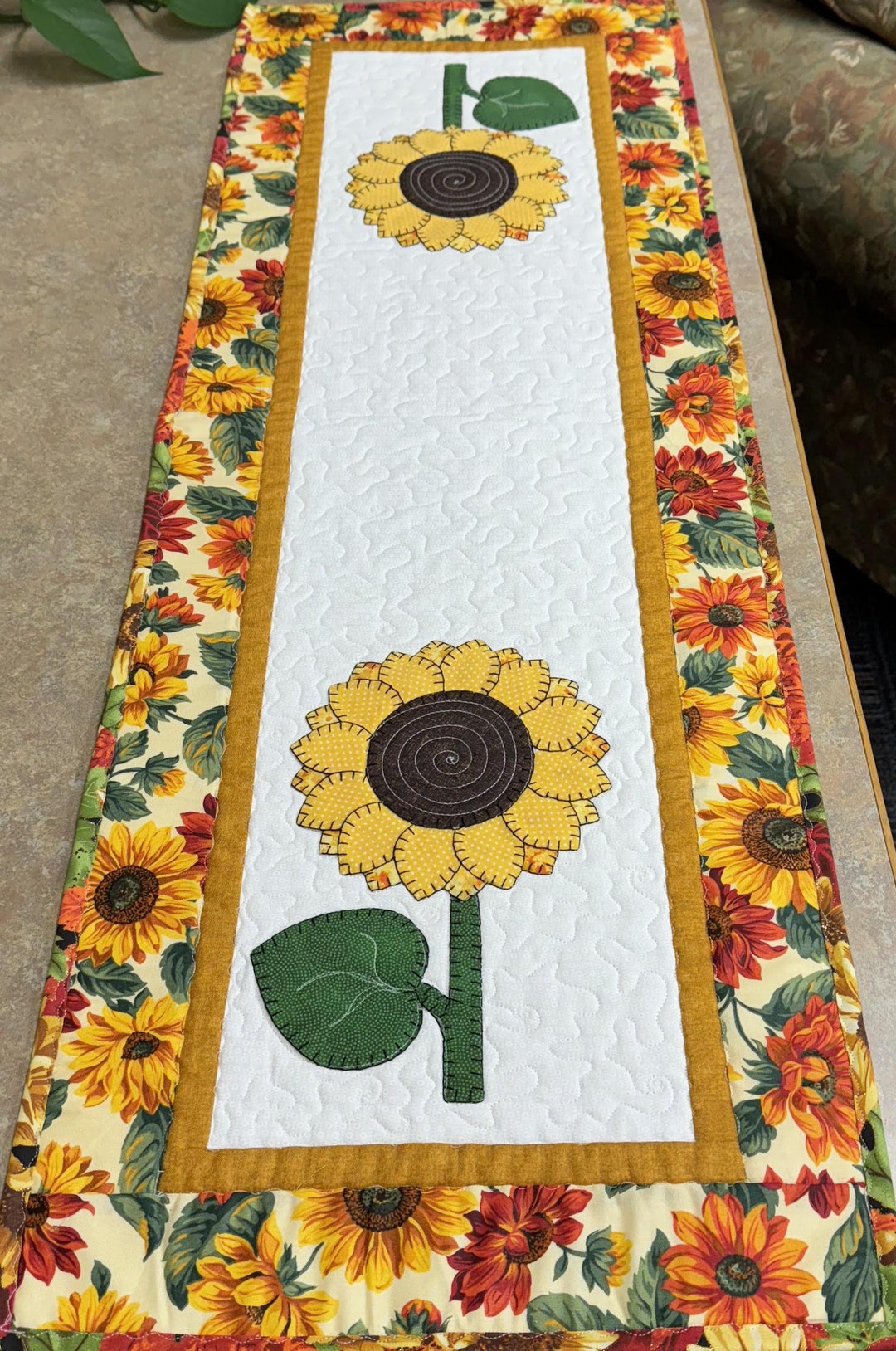 Sunflower Hand Applique Quilted Table Runner - Etsy