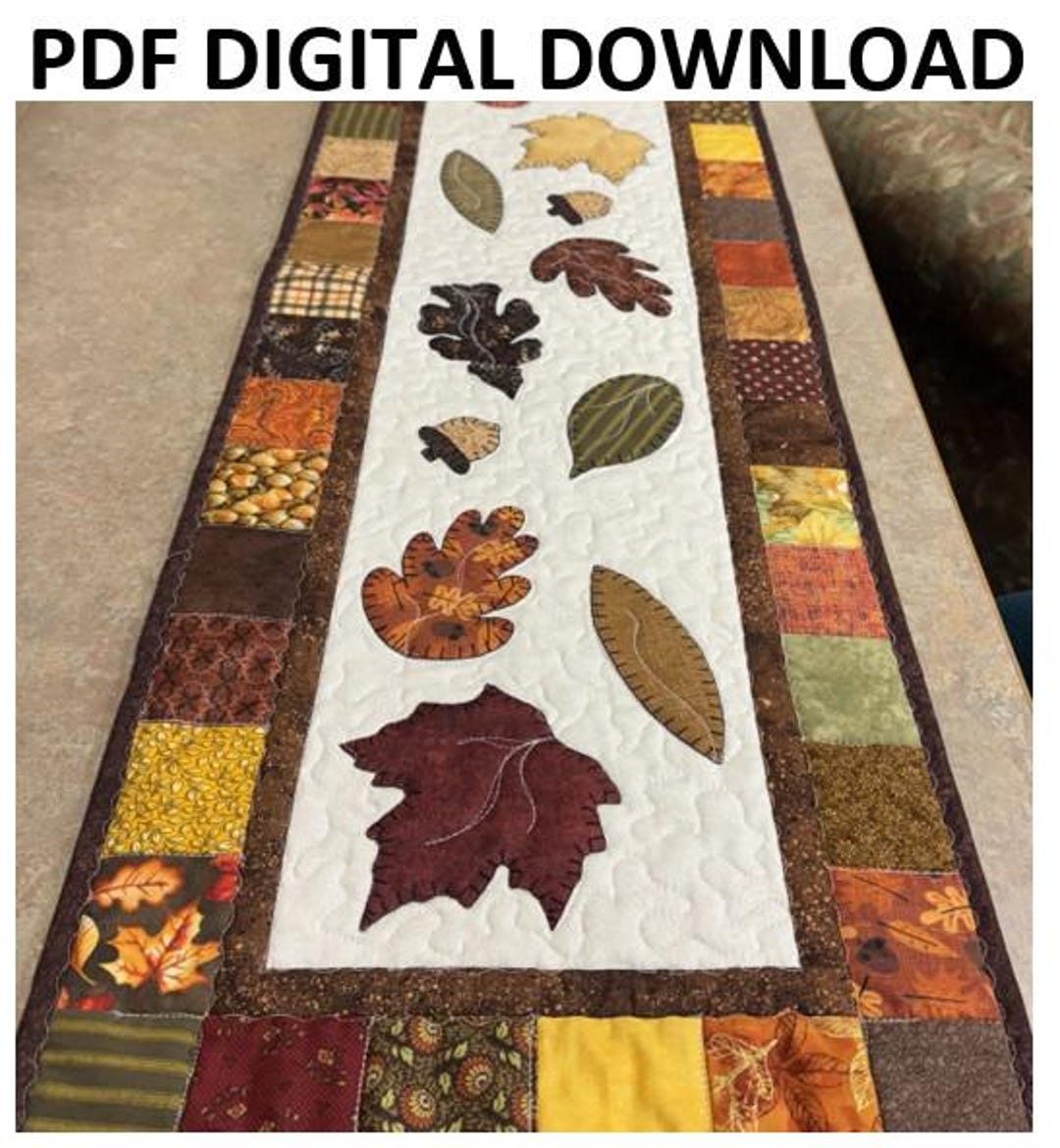Fall Leaves Applique Table Runner Pattern, Digital Download PDF - Etsy