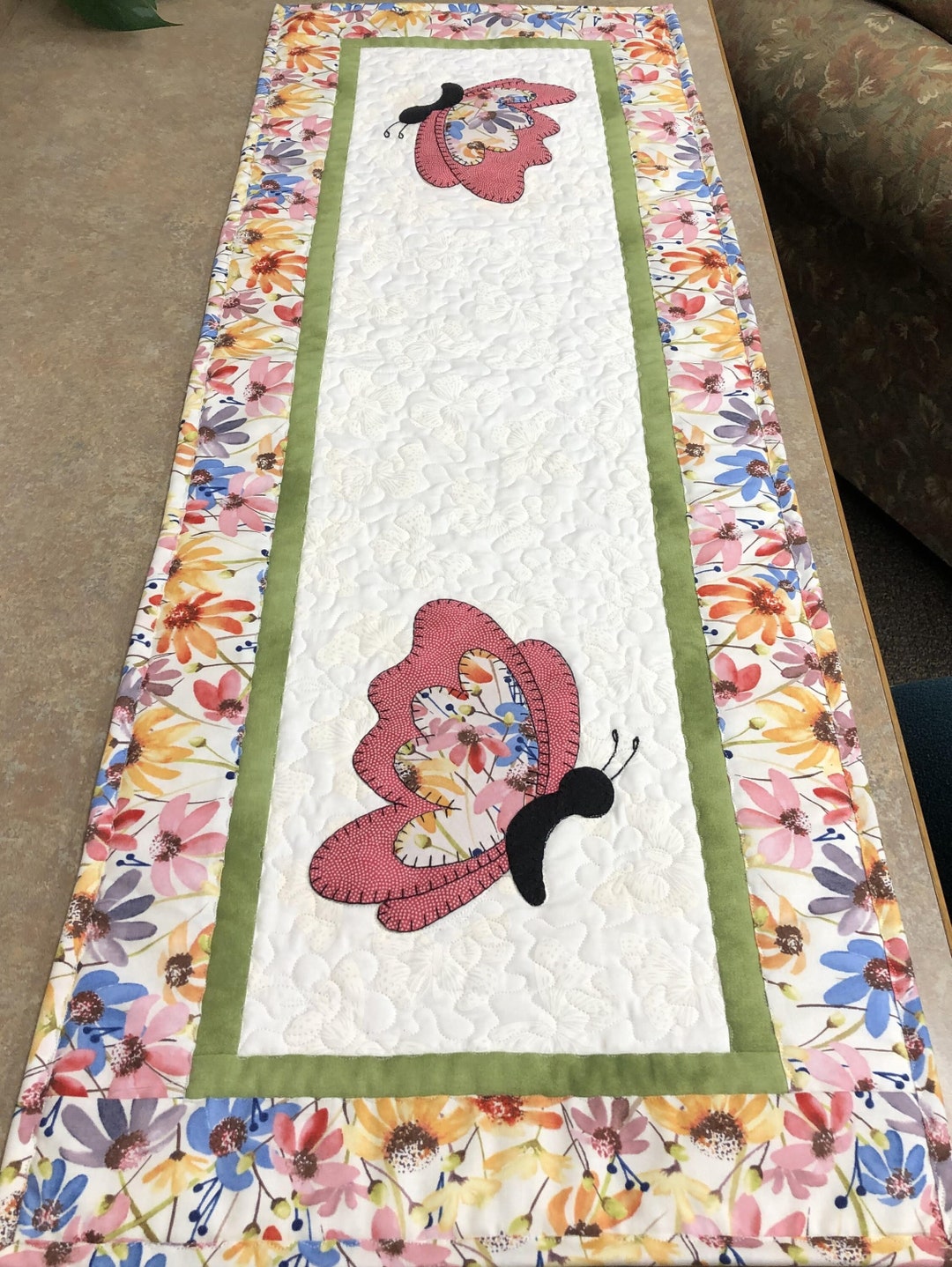Butterfly Hand Applique Quilted Table Runner - Etsy